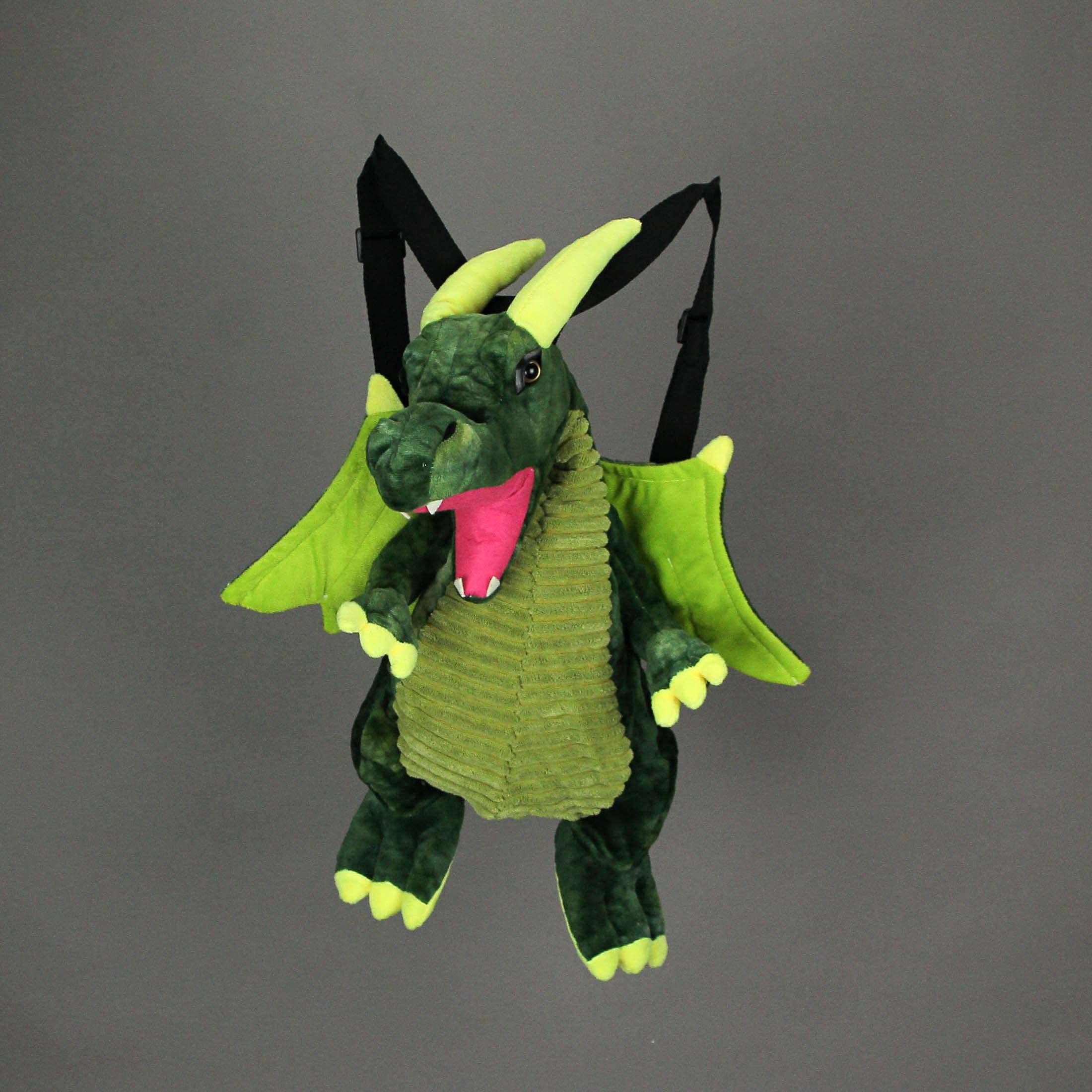 Magical Furry Plush Green Dragon Mini Backpack