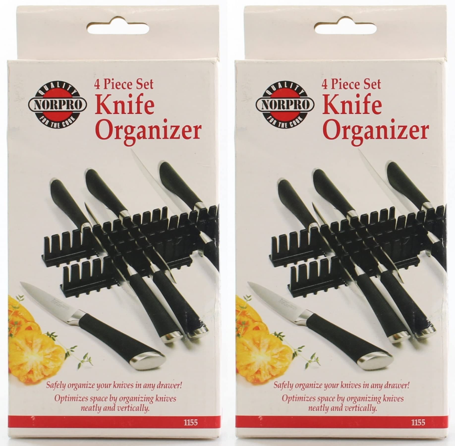 Norpro 4Pc Knife Drawer Organizer Set Works w/All Knife Sizes & Styles (2-Pack)