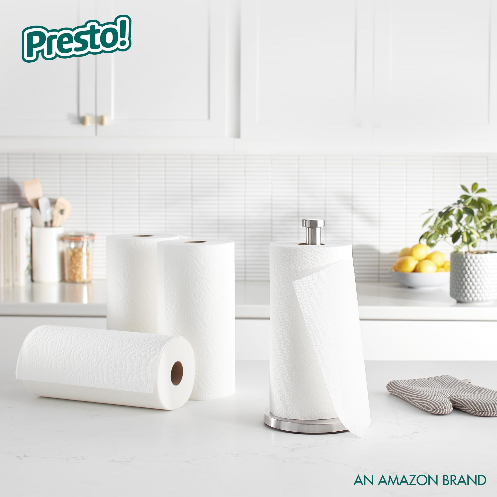 Amazon Brand - Presto! Flex-a-Size Paper Towels, 158-Sheet Huge Roll, 6 Count (Pack of 2), 12 Huge Rolls = 38 Regular Rolls
