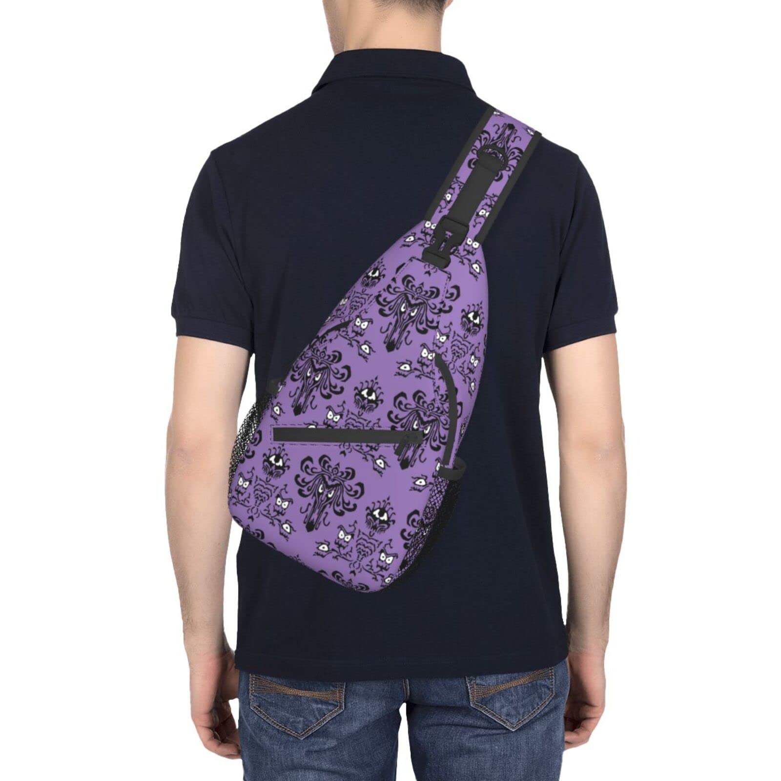 Haunted Mansion Sling Bag Crossbody Travel Hiking Chest Backpack One Shoulder Daypack for Women Men Unisex Cycling Gym