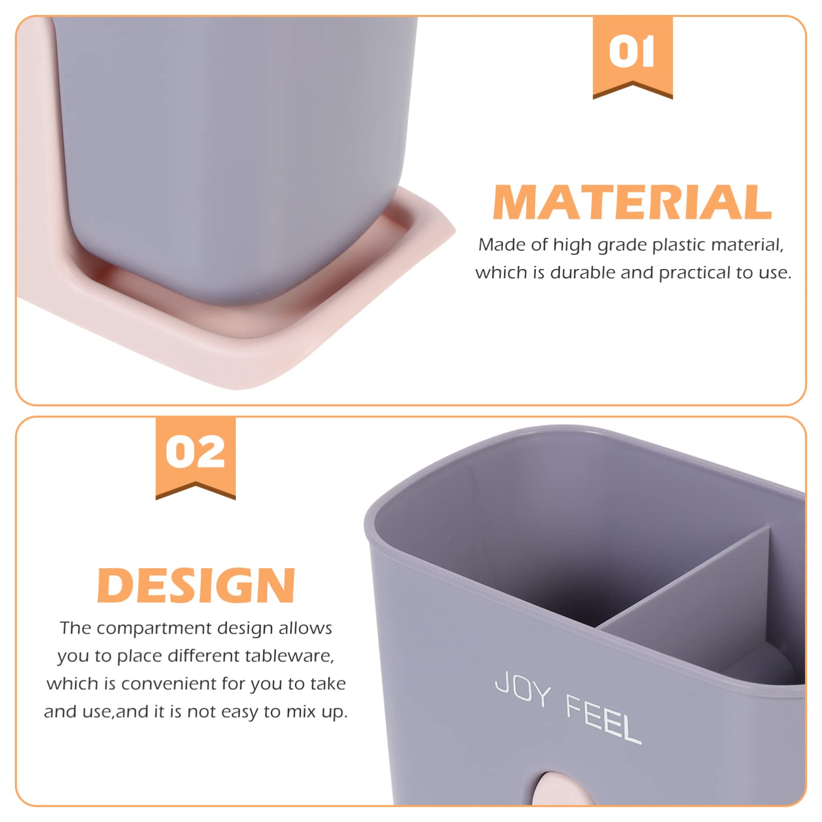 Hemoton Kitchen Utensil Holder Detachable Cutlery Drainer Sink Caddy Chopsticks Holder Spoons Fork Drain Rack Basket Organizer for Home Kitchen Countertop Purple Pink