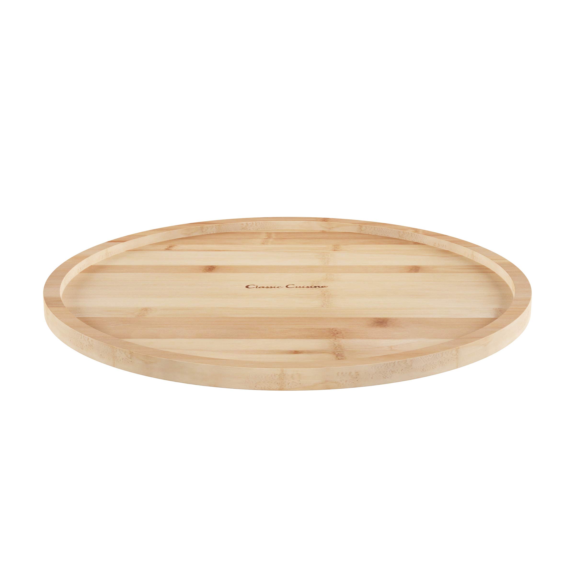 Lazy Susan – All-Natural Bamboo Round Single Tier Turntable Kitchen, Pantry and Vanity Organizer and Display with 14 Inch Diameter by Classic Cuisine