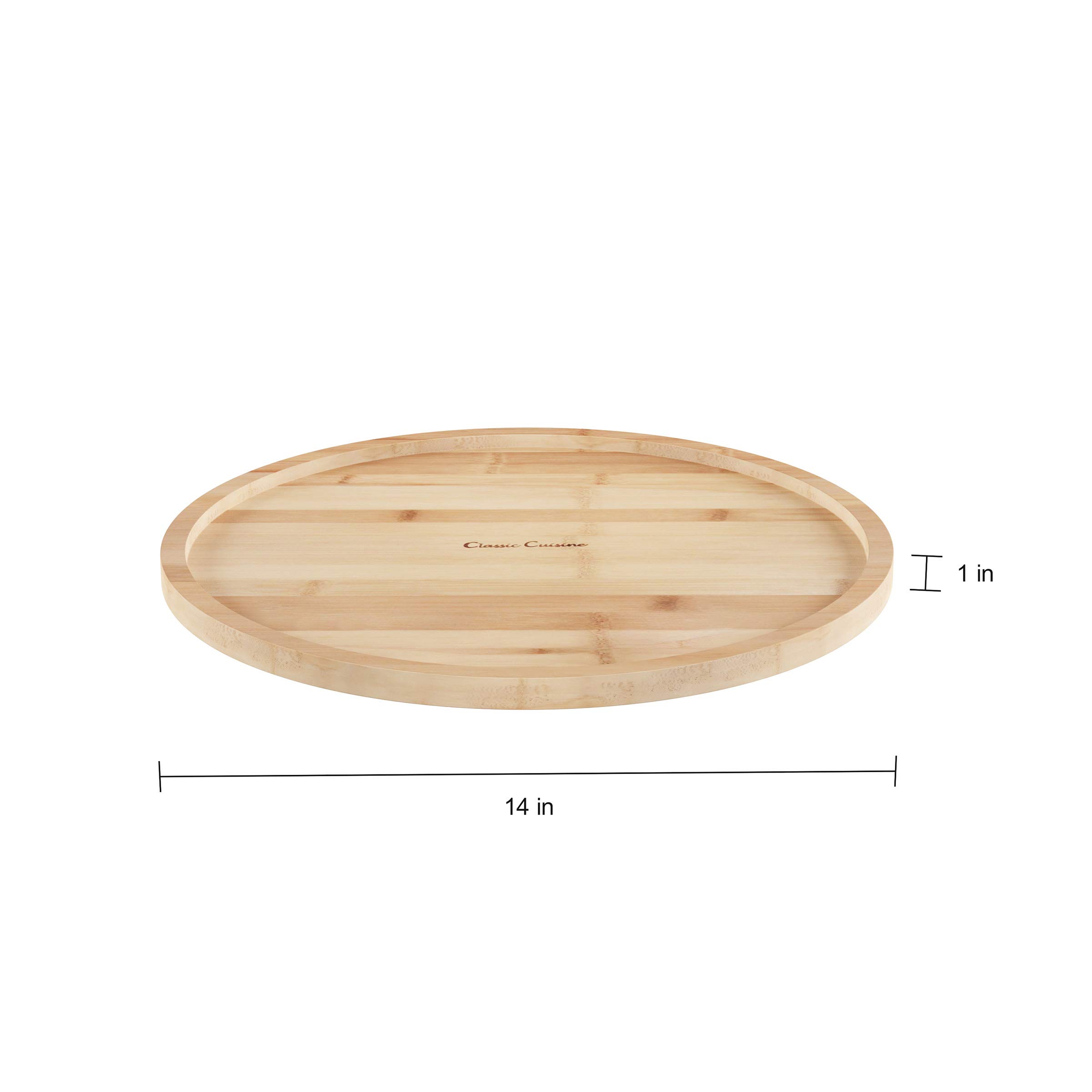 Lazy Susan – All-Natural Bamboo Round Single Tier Turntable Kitchen, Pantry and Vanity Organizer and Display with 14 Inch Diameter by Classic Cuisine
