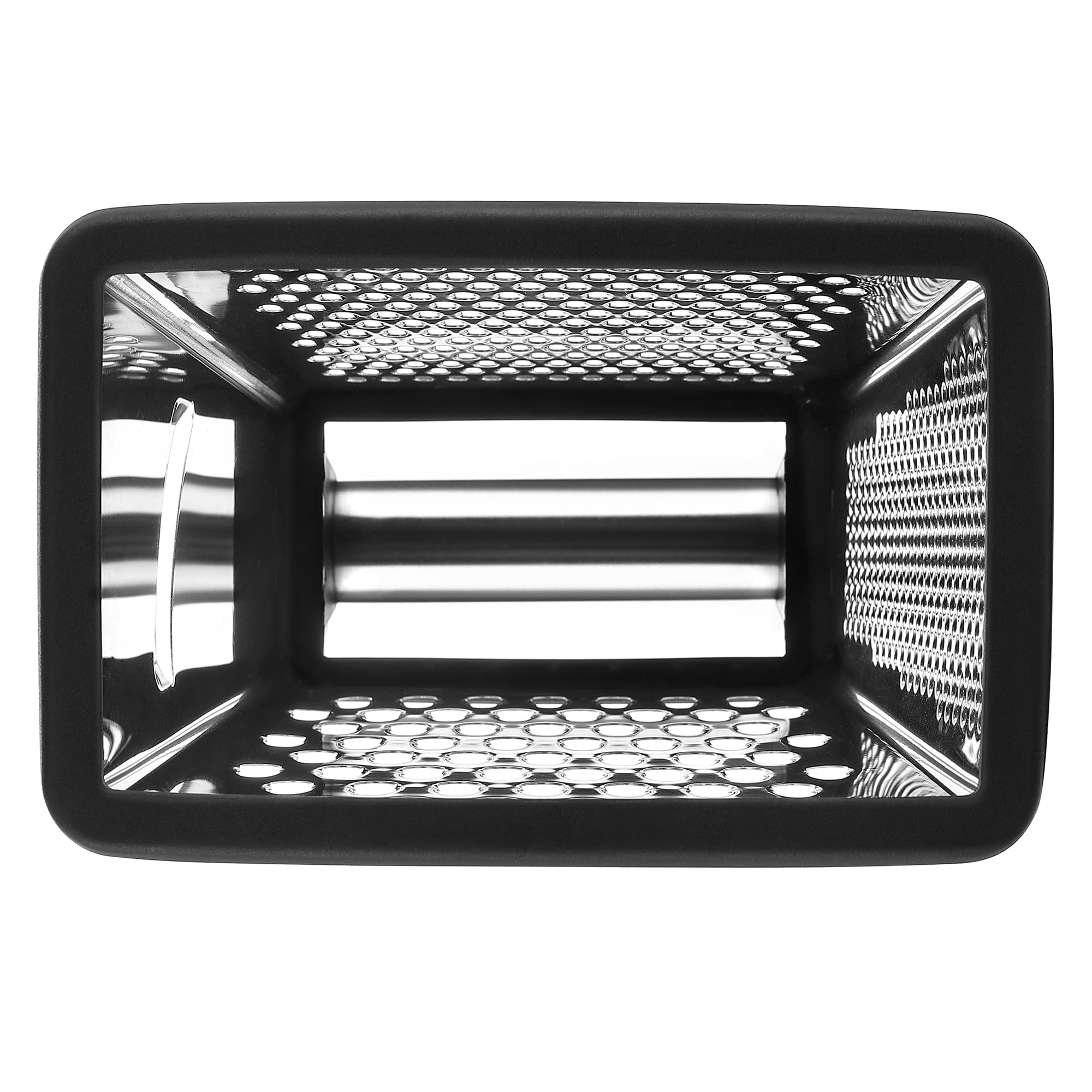 Professional Box Grater, Stainless Steel with 4 Sides, Best for Parmesan Cheese, Vegetables, Ginger, XL Size, Black