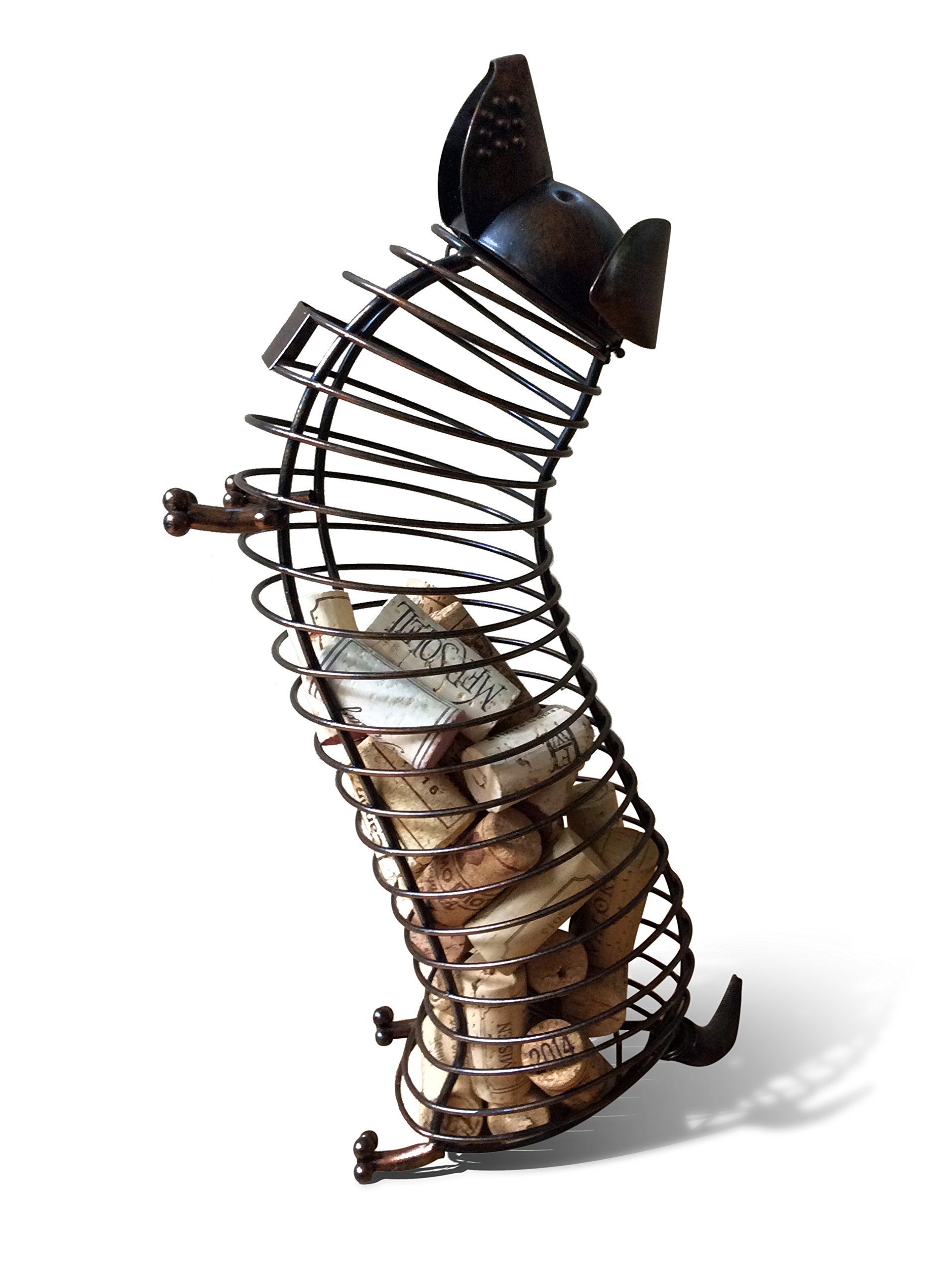 Wine Cork Holder - A Decorative Wine Cork Holder Wine Barrel in The Shape of a Cute Metal Dog A Dachshund for Wine Lovers. Great for Wine Corks