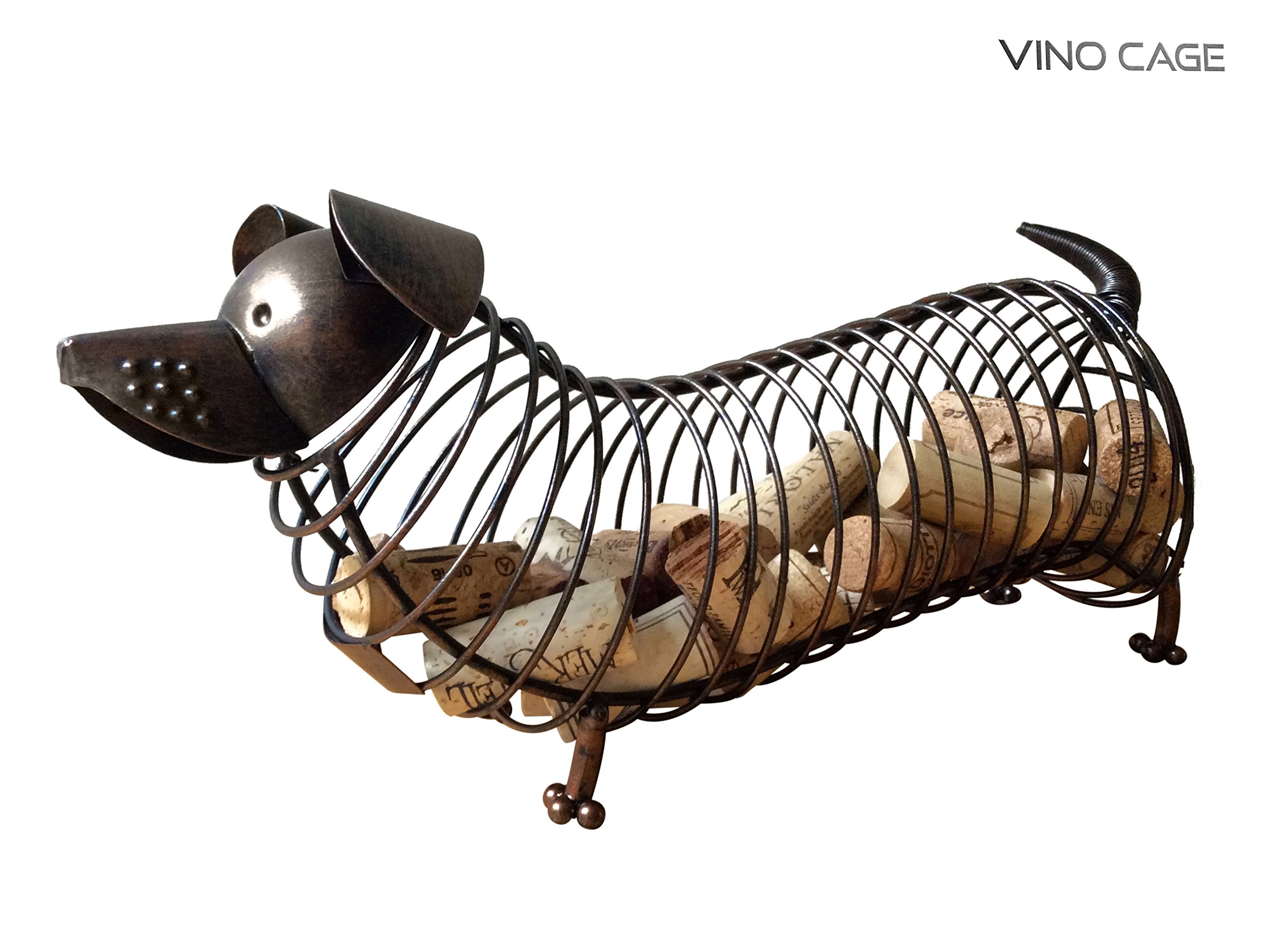 Wine Cork Holder - A Decorative Wine Cork Holder Wine Barrel in The Shape of a Cute Metal Dog A Dachshund for Wine Lovers. Great for Wine Corks