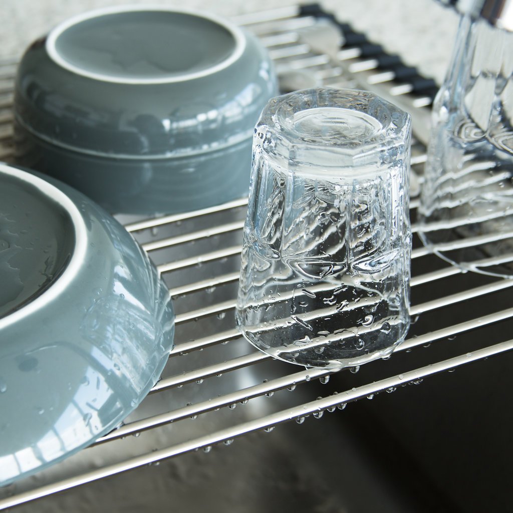 UpGood Rolling Sink Rack XL - 20.2" x 15.7" Stainless Steel Over The Sink Roll Up Dish Drying Rack | Rollable, Foldable, and Easy to Store (Black, Drainer