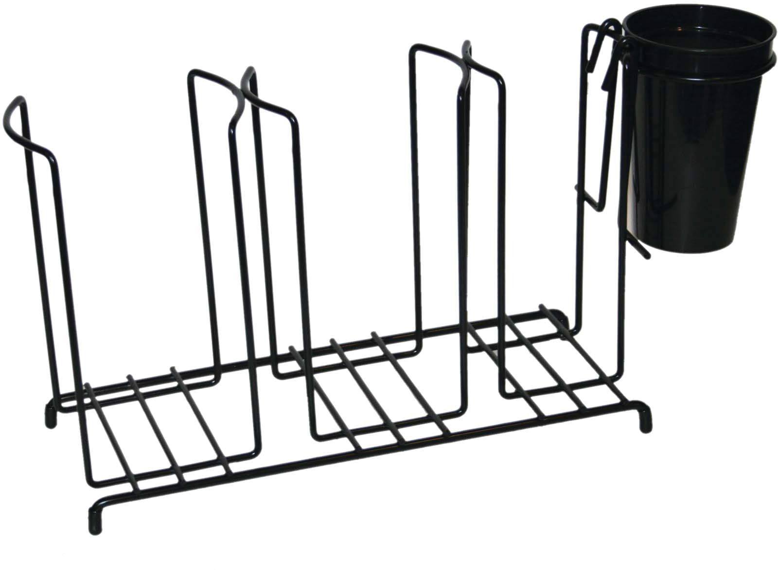 San Jamar C8003WFS Steel Cup and Lid Wire Organizer with Caddy and 3 Stacks, Black