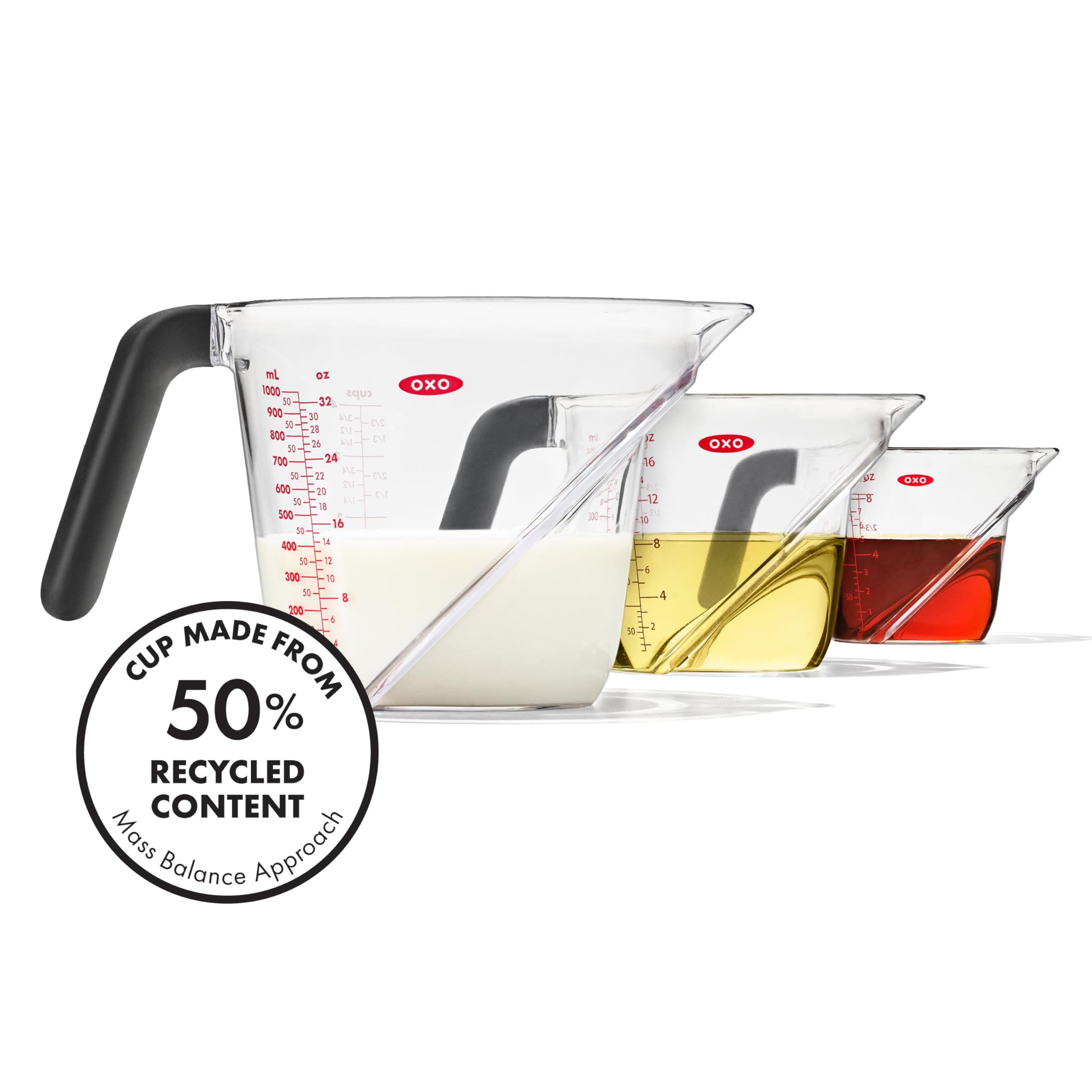 OXO Good Grips 3-Piece Angled Measuring Cup Set, Black