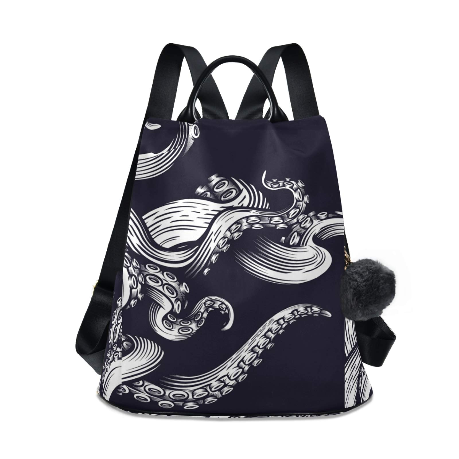 ALAZA Hand Drawn Octopus Animal Navy Blue Backpack Purse for Women Anti Theft Fashion Back Pack Shoulder Bag