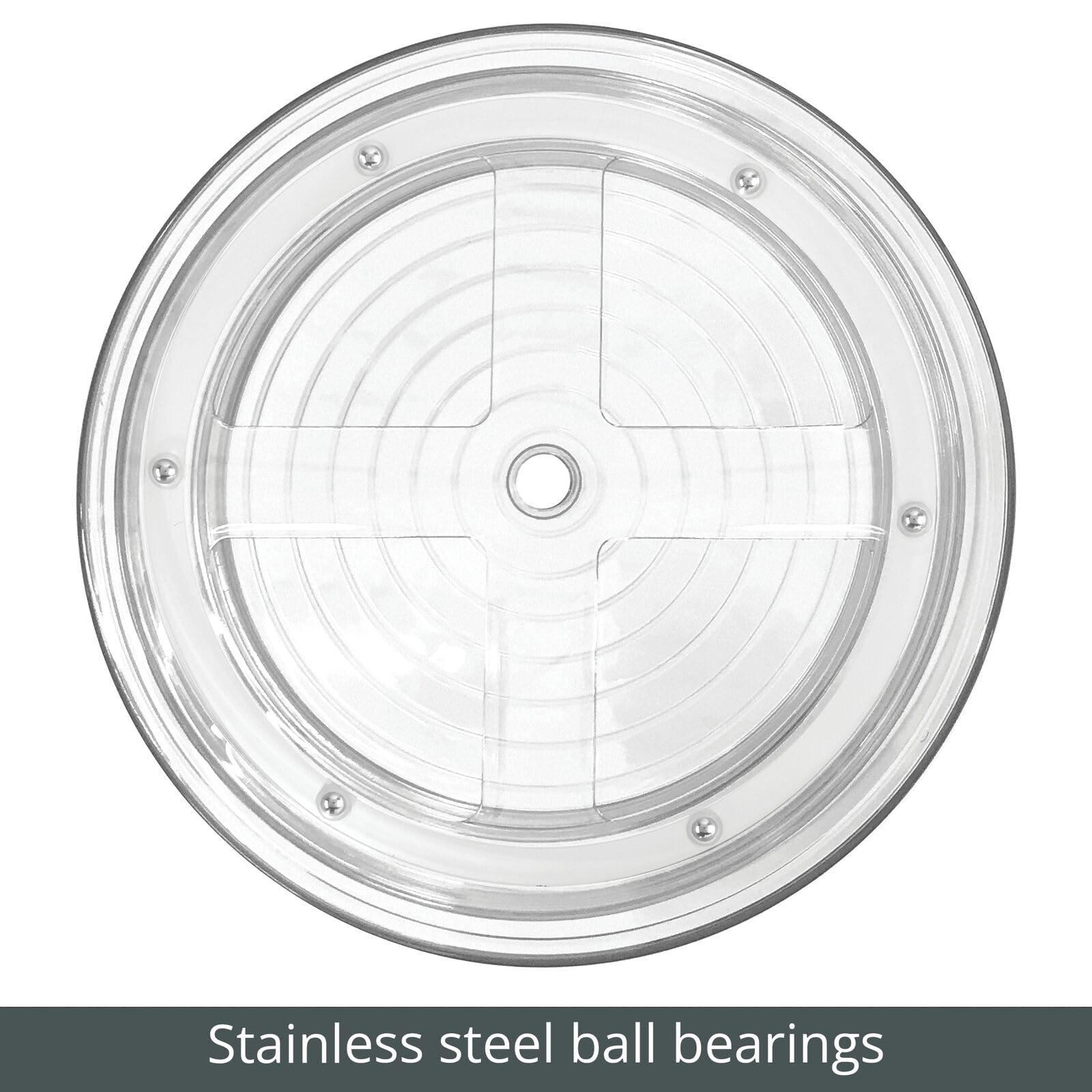 mDesign 2 Tier Lazy Susan Turntable Food Storage Container for Cabinets, Pantry, Fridge, Countertops - Raised Edge, Spinning Organizer for Spices, Condiments - 9" Round, 2 Pack - Clear/Chrome