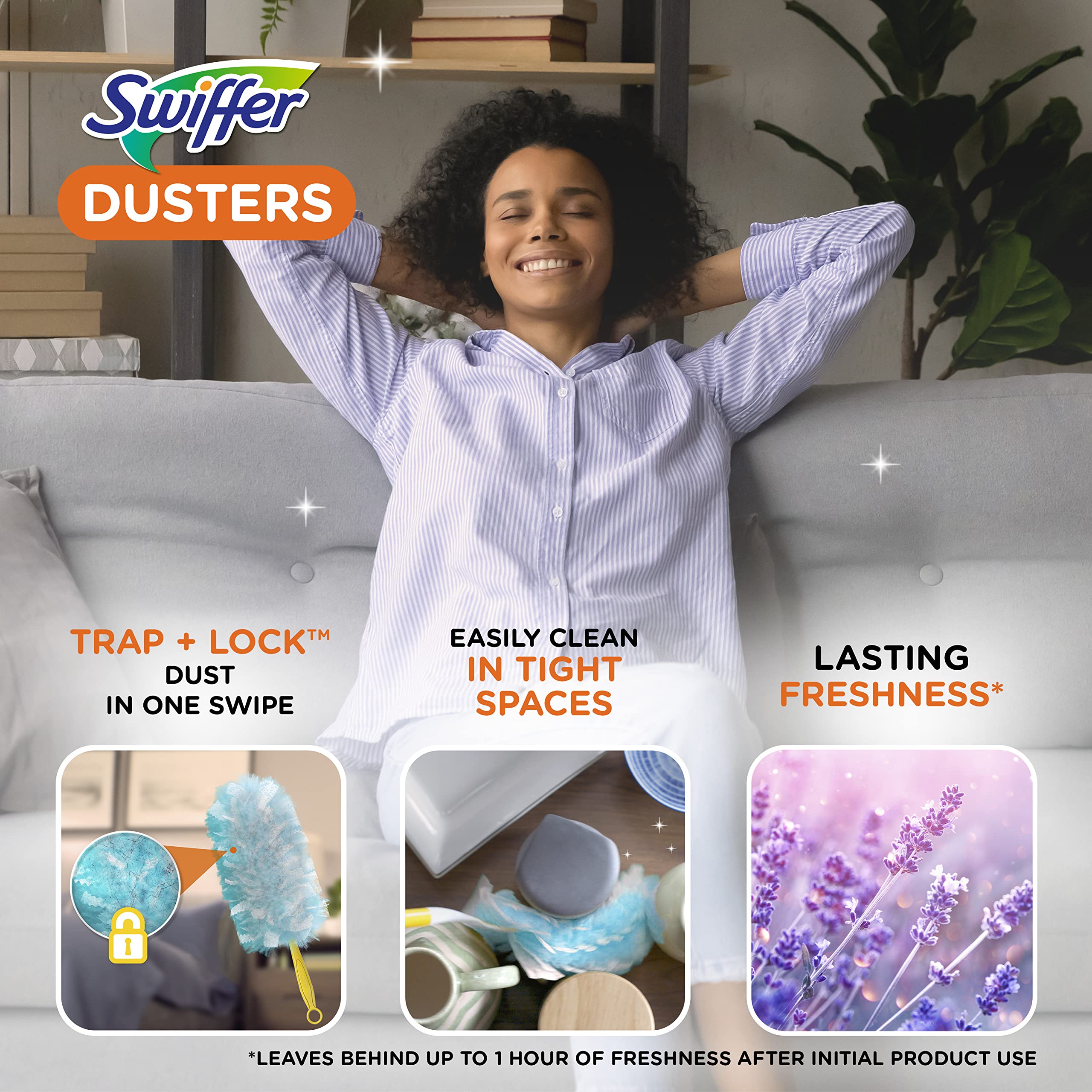 Swiffer 180 Dusters Multi Surface Refills, with Febreze Lavender & Vanilla scent, 10 Count (Packaging May Vary)