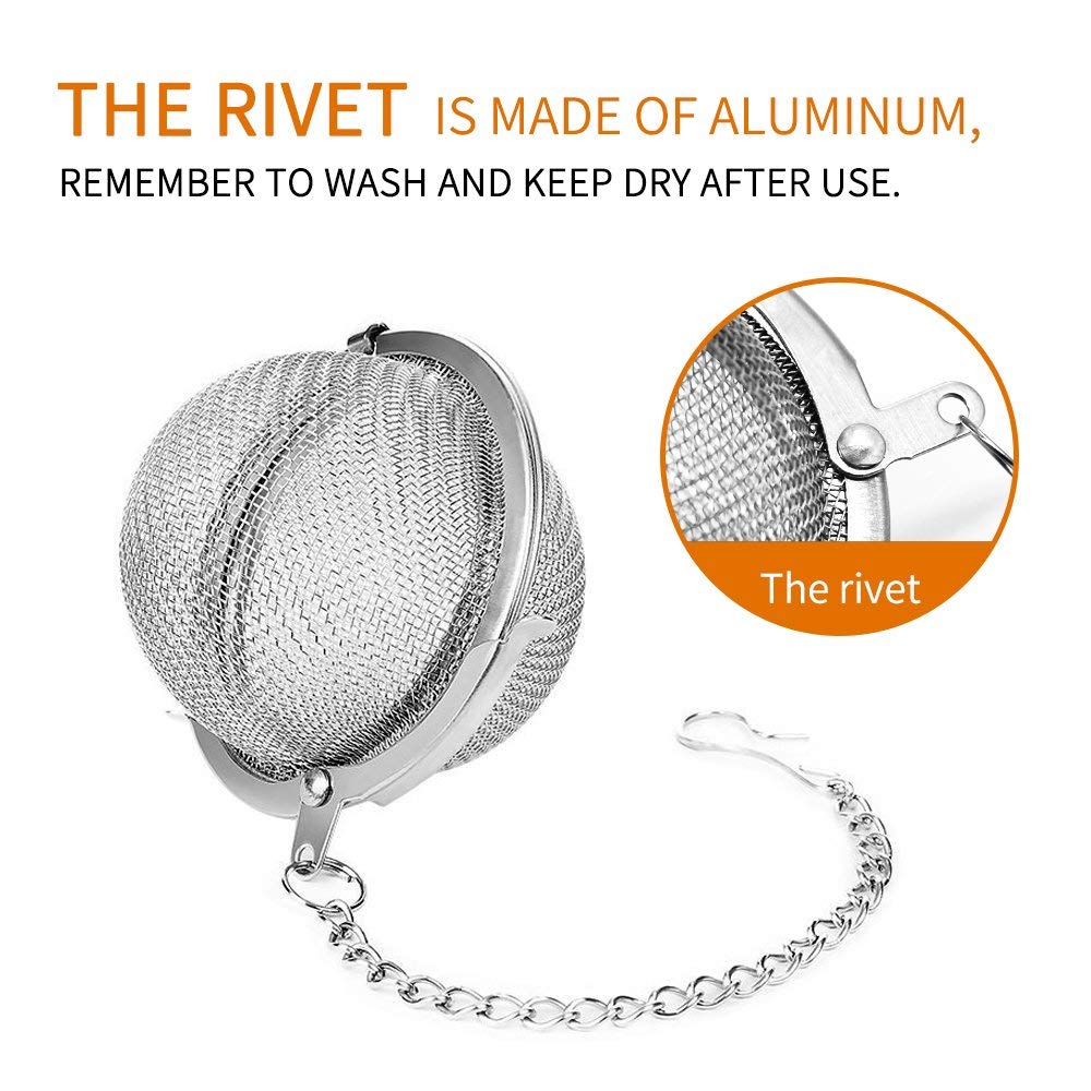 Fu Store 2pcs Stainless Steel Mesh Tea Ball 2.1 Inch Tea Strainers Tea Infuser Strainer Filters for Tea