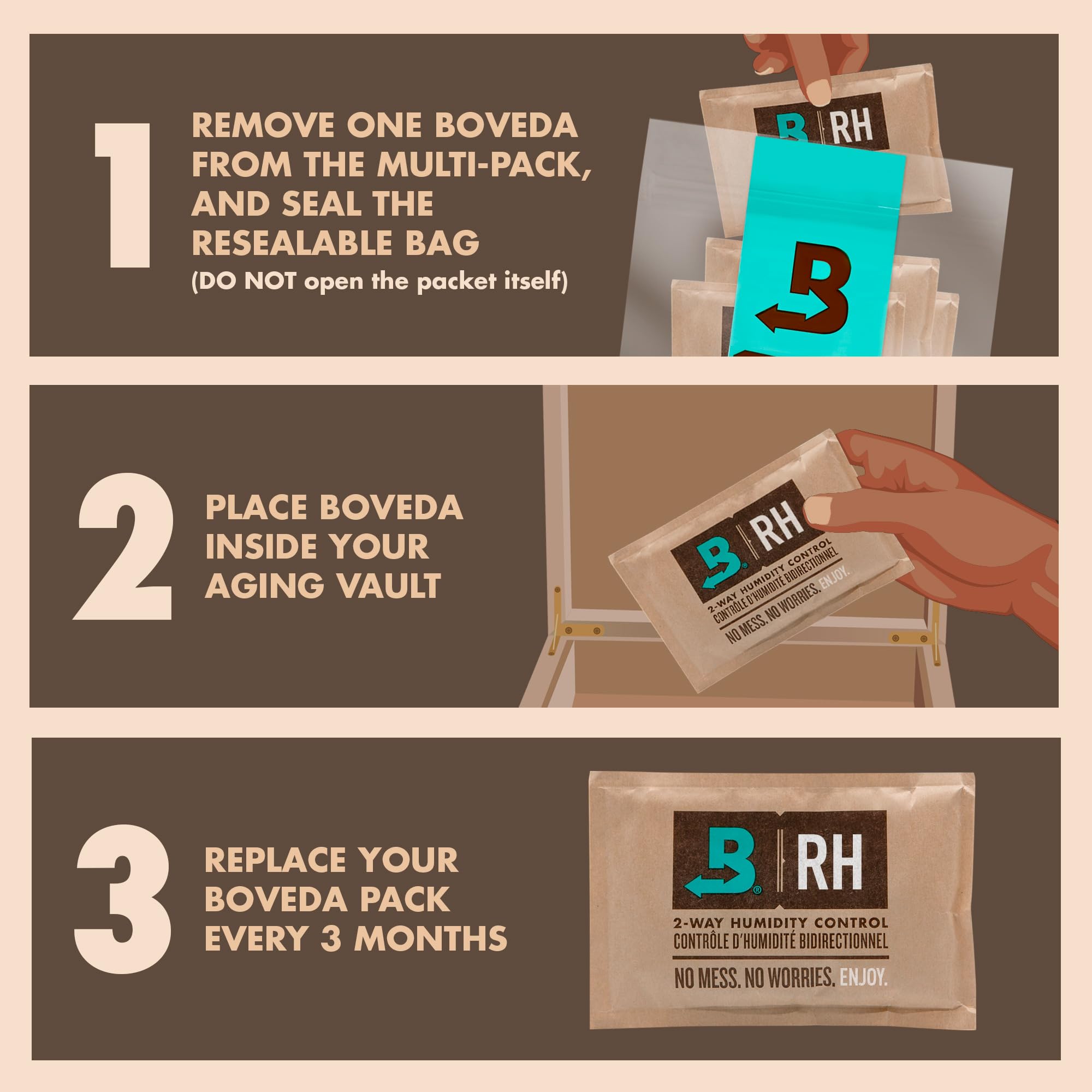 Boveda 72% RH 2-Way Humidity Control – Restores & Maintains Humidity – All In One Solution For Humidification- Patented Technology – Convenient & Versatile - 4 Count Resealable Bag