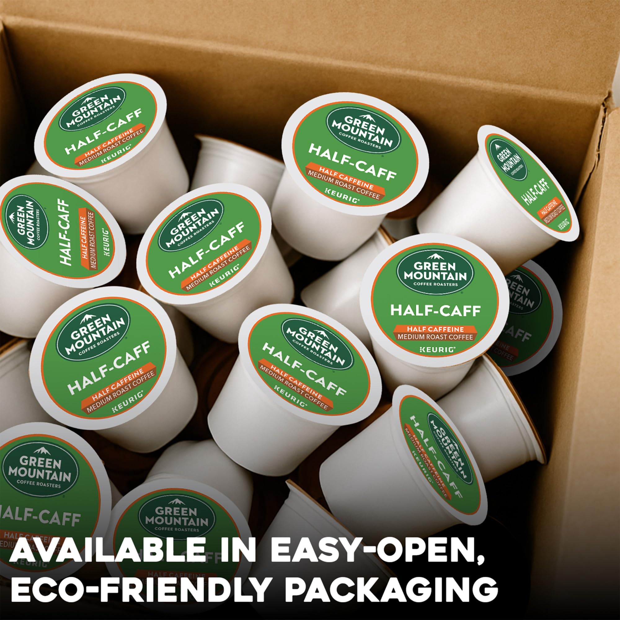 Green Mountain Coffee Roasters Half Caff, Single-Serve Keurig K-Cup Pods, Medium Roast Coffee, 12 Count (Pack of 6), Total 72 Count