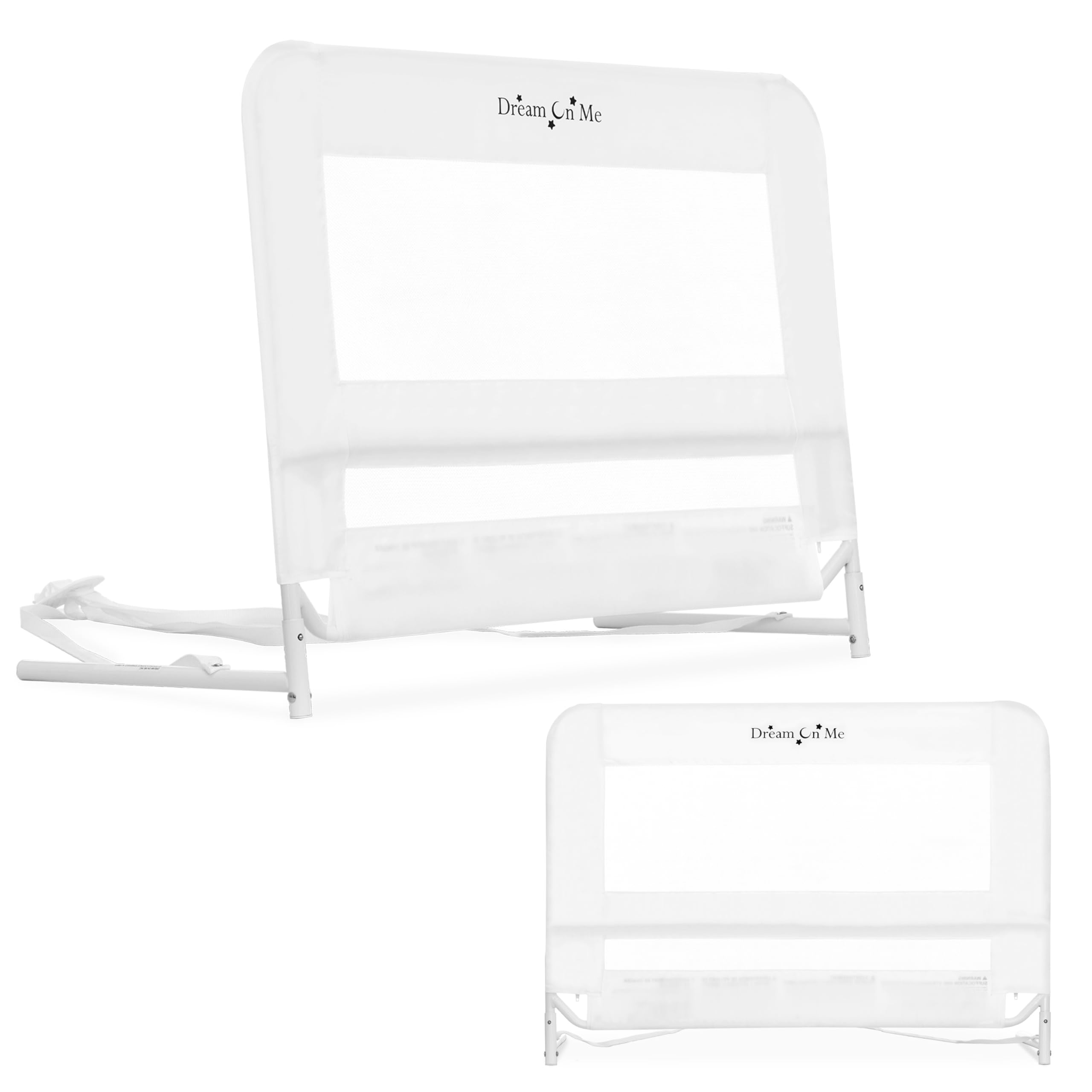 Dream On Me Lightweight Mesh Security Adjustable Bed Rail for Toddler with Breathable Mesh Fabric in White