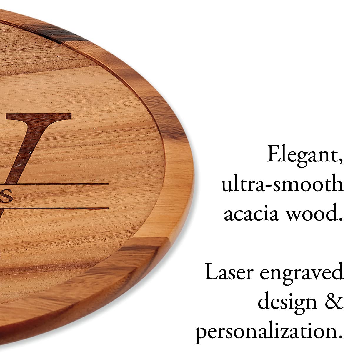 Laurel Initial White Marble Personalized Lazy Susan - Etched 12-Inch Diameter Turntable Tray, Kitchen Counter and Dining Room Table Stand, Smooth Rotating Base, White, by Lillian Vernon