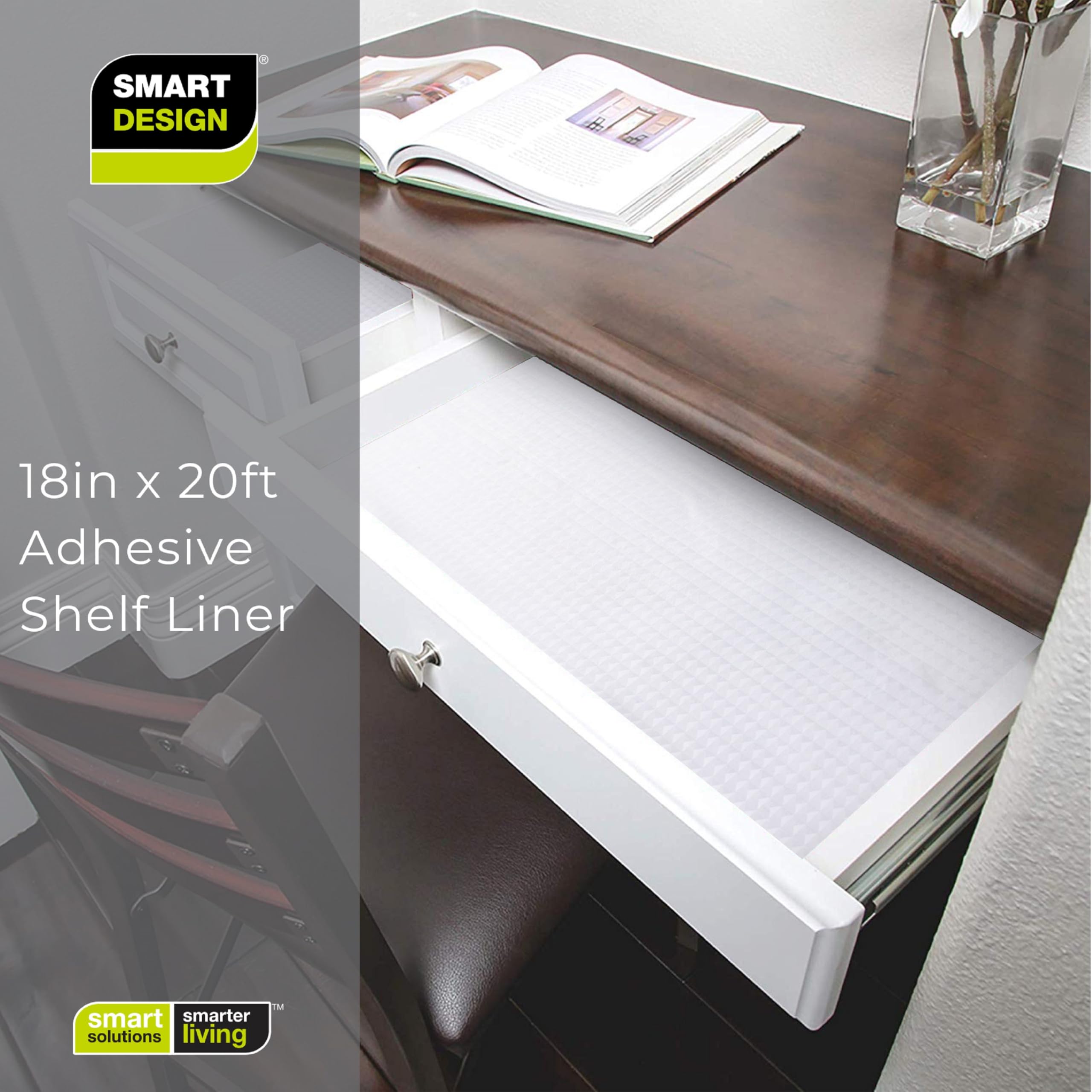 Smart Design Textured Adhesive Shelf Liner - 18 Inch x 20 Feet - Drawer Cabinet Paper - Kitchen - Textured Pyramid