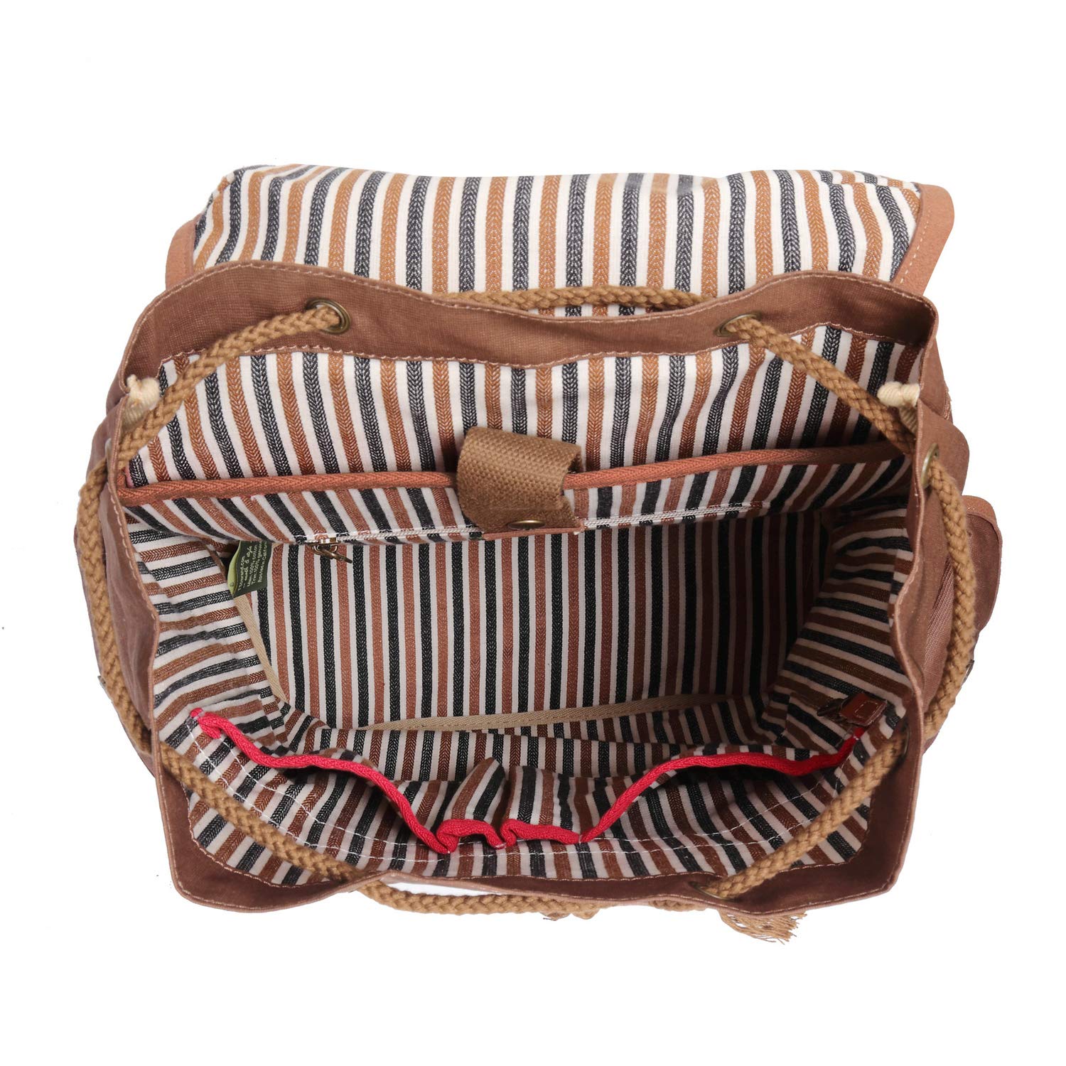 TSD Brand Dolphin Studded Canvas Backpack (Dark Brown)