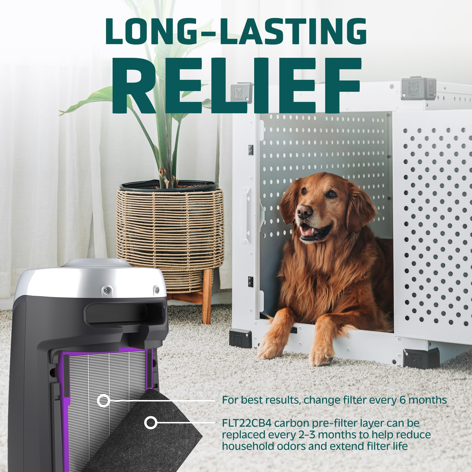 Germ Guardian FLT4850PT True HEPA Genuine Air Purifier Replacement Filter B, with Pet Pure Treatment for GermGuardian AC4900, AC4825, AC4850PT, CDAP4500, AC4300, and More, 1 Count (Pack of 1)