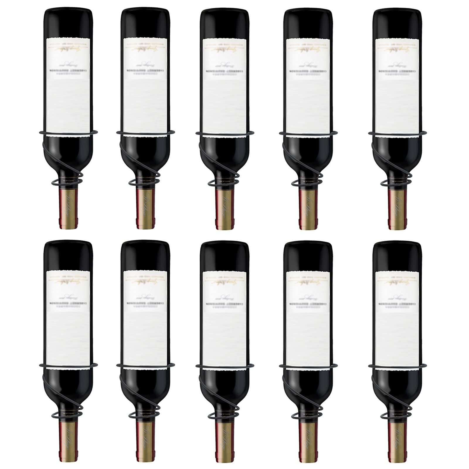 HighFree 10 Pack Wall Mounted Wine Racks, Wine Bottle Display Iron Holder Rack, Hanging Wine Organizer Rack for Beverages/Liquor Bottles Storage (Vertical)