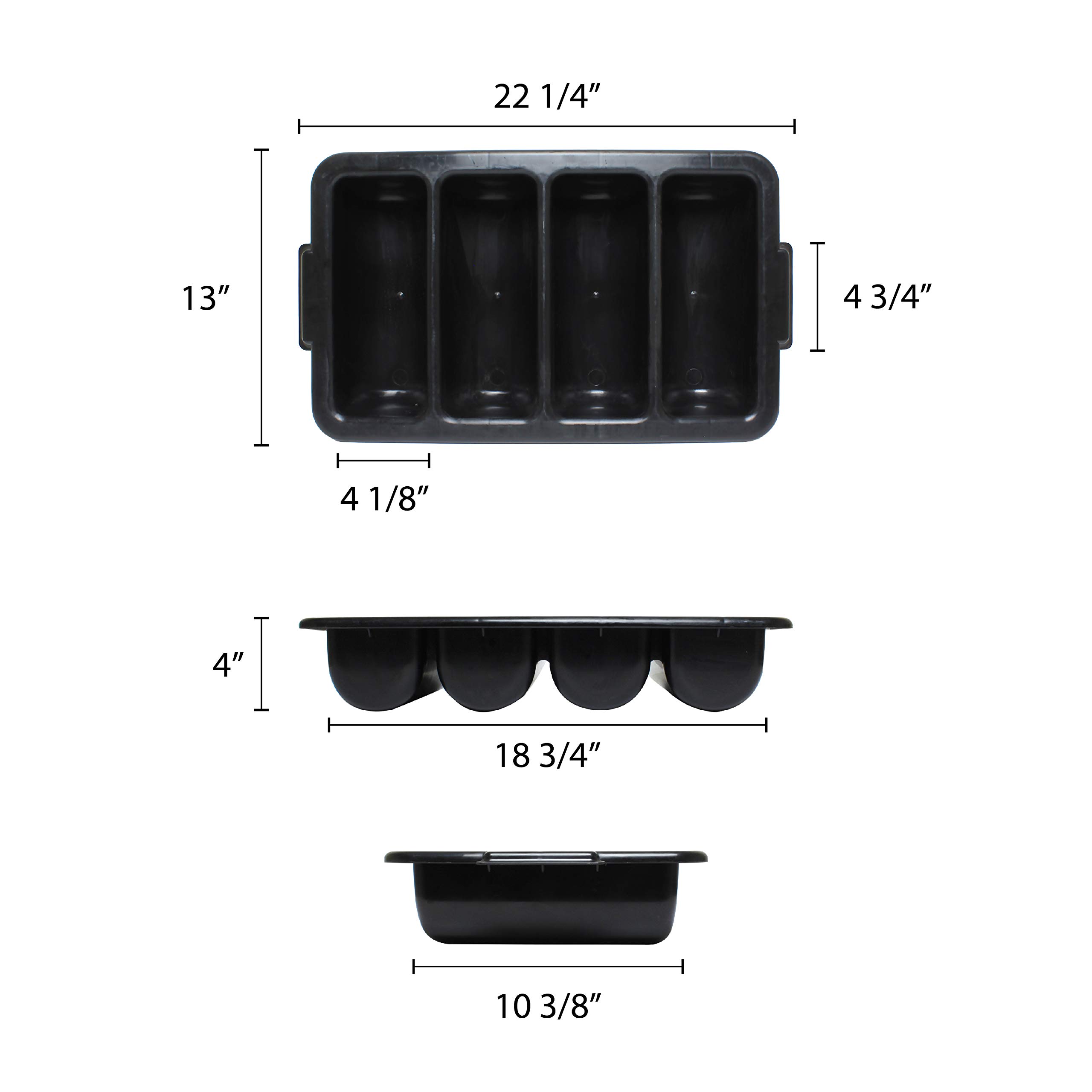 Thunder Group PLFCCB001B 4-Compartment Cutlery Box, Black