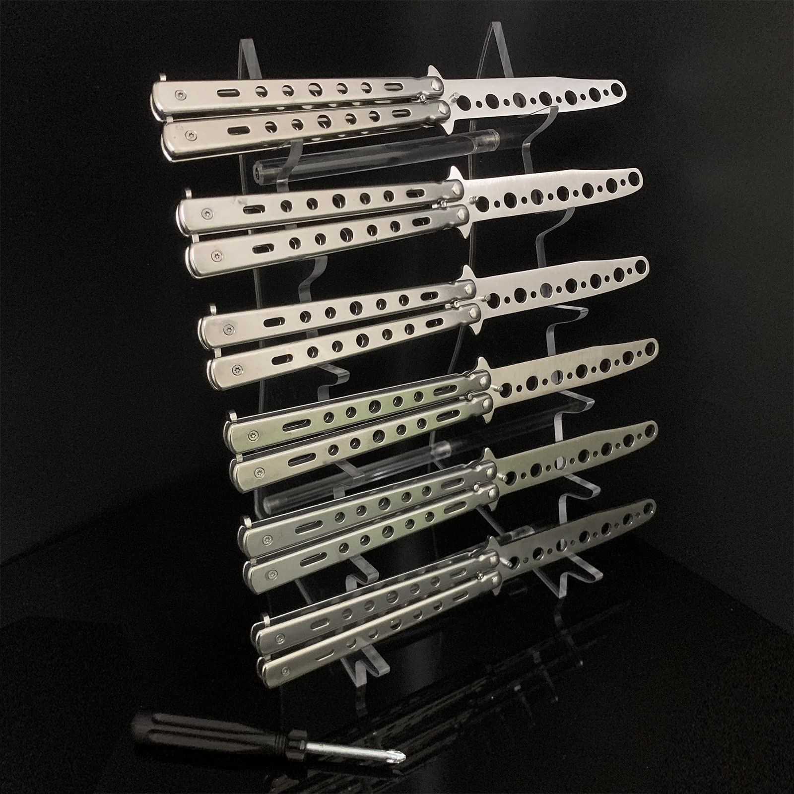 KAFENDA - Acrylic Knife Display Stand, Knife Set With Acrylic Stand, Holds 6 Knives, Pocket Knife, Folding Knife…