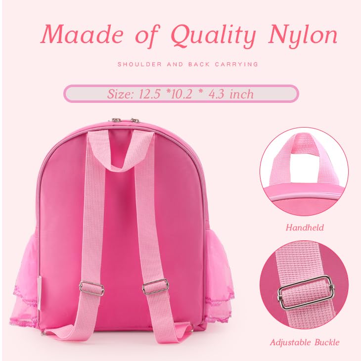 HICCUPfish Cute Ballet Dance Bag Princess Backpack Pink Shoulder Bag Girls (Tutu shoes)