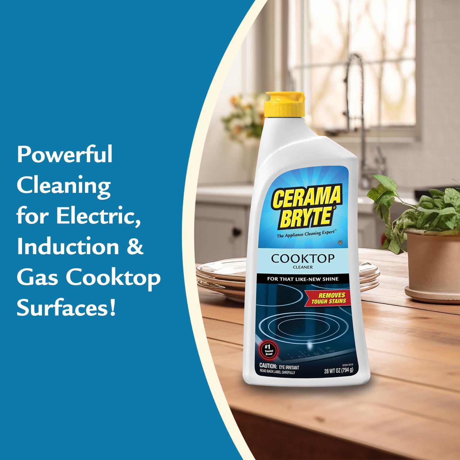 Cerama Bryte Combo Kit POW-R Grip, Scraper, Pads & Removes Tough Stains Cooktop and Stove Top Cleaner for Glass - Ceramic Surfaces, 10 Ounces, 6 Piece