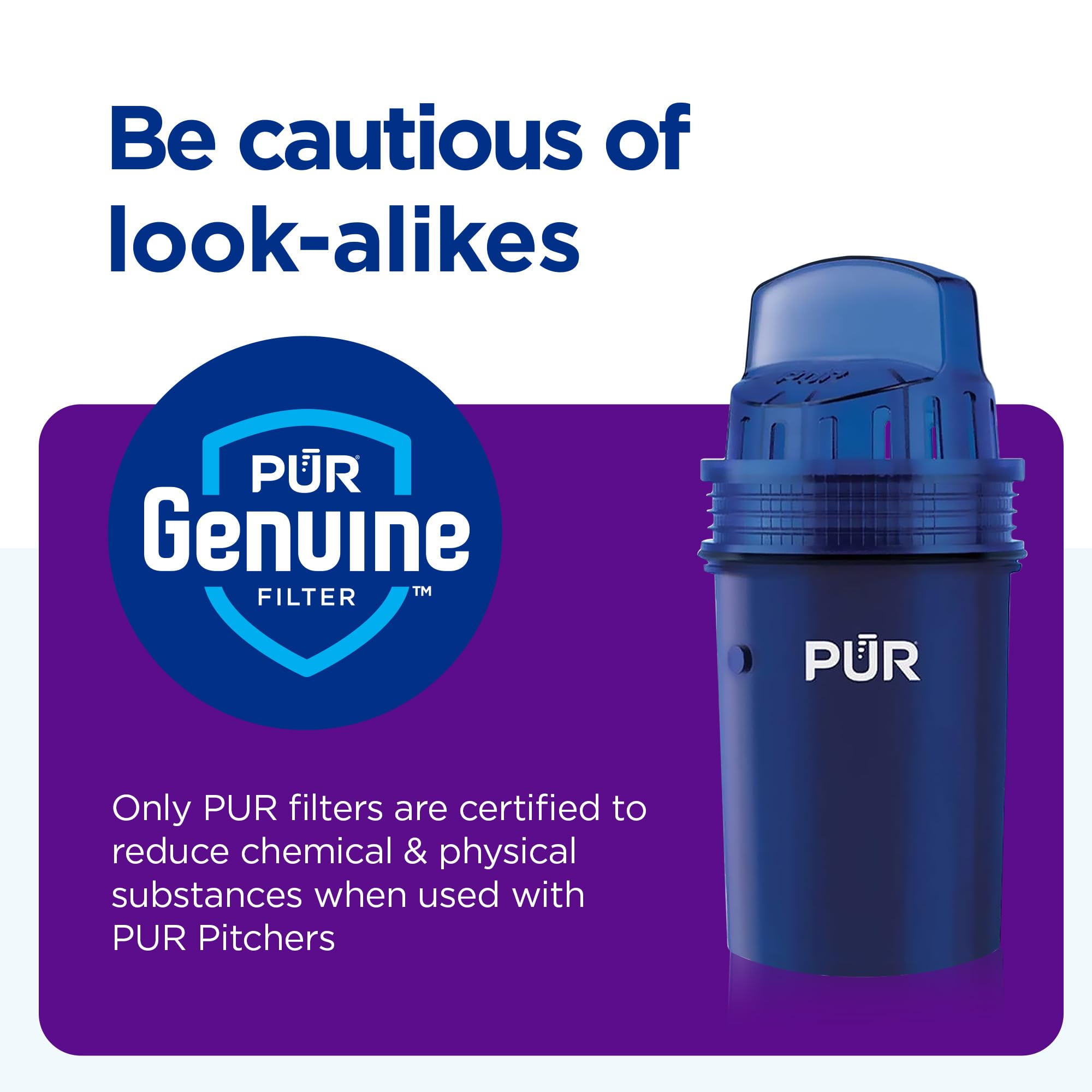 PUR Water Pitcher Filtration System, 7 Cup, Clear/Blue
