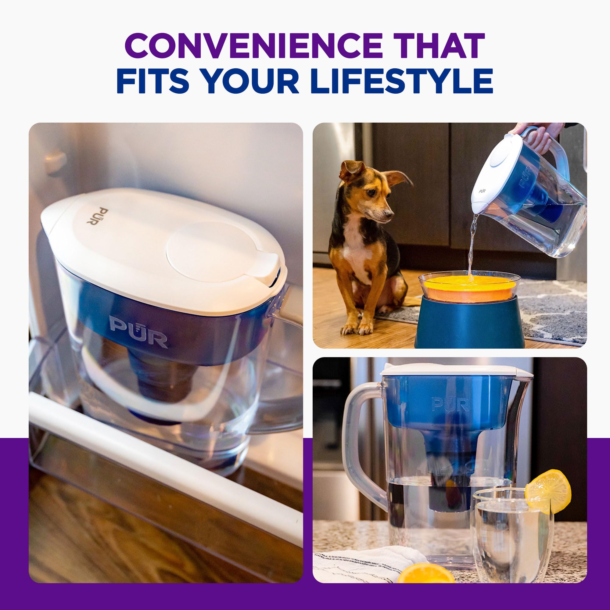 PUR Water Pitcher Filtration System, 7 Cup, Clear/Blue