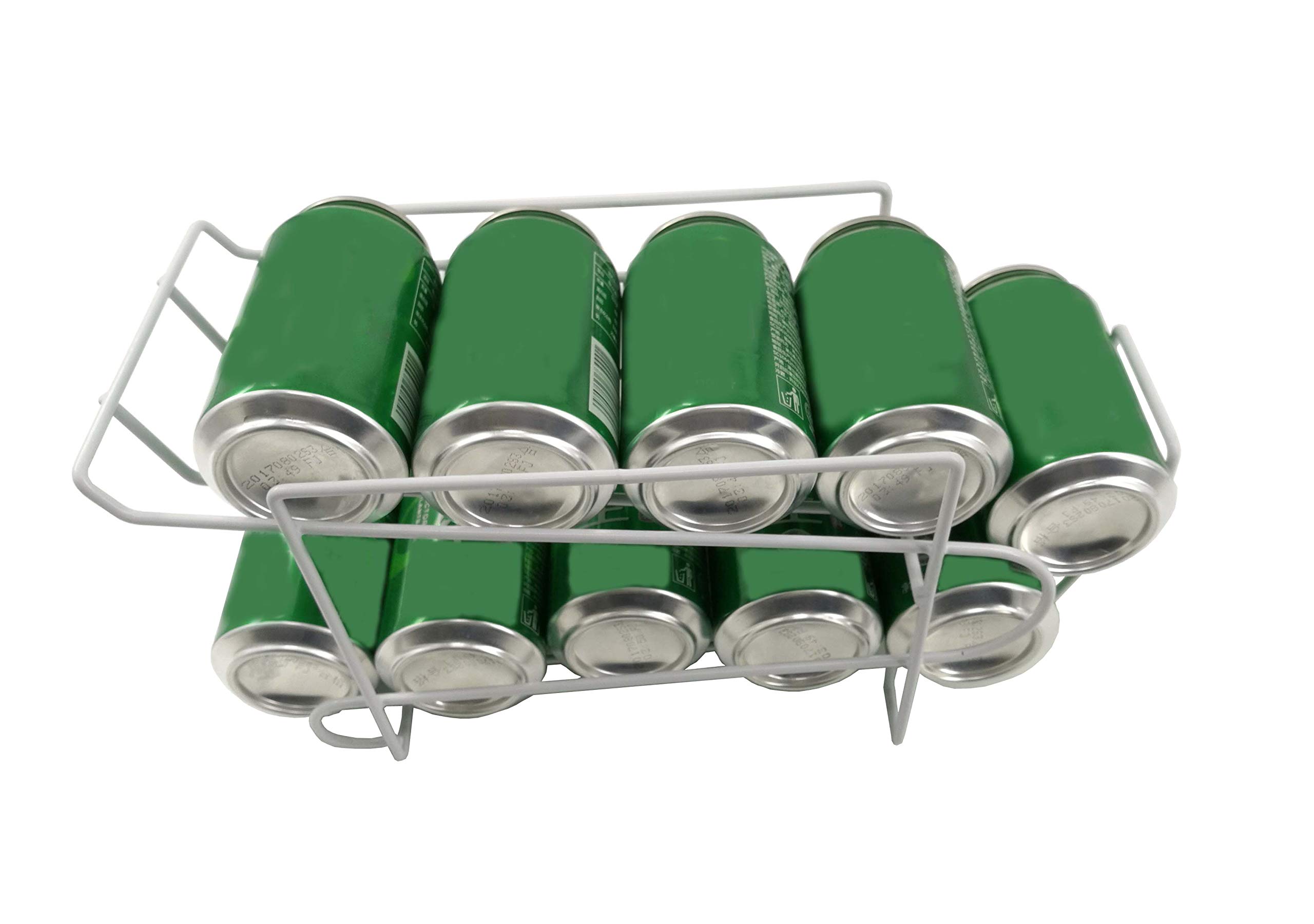 FixtureDisplays® Stylish Soda Can Beverage Dispenser Rack, Dispenses 10 Standard Size 12oz Soda Cans and Holds Canned Foods 16938-NF