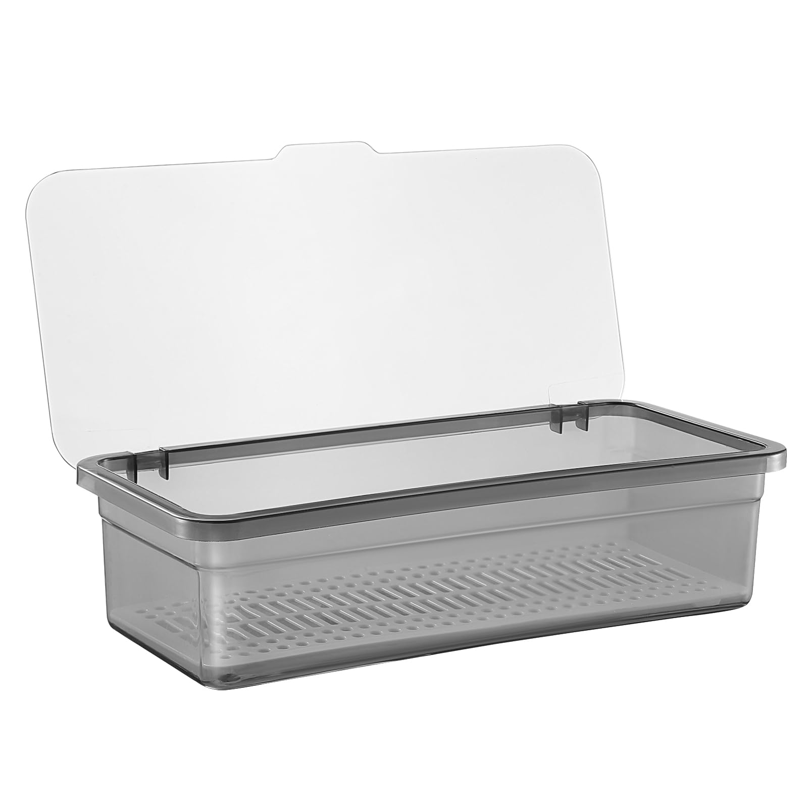 DOITOOL Flatware Tray with Lid and Drainer Kitchen Drawer Organizer, Kitchen Cutlery Tray and Utensil Drawer Organizer with Cover, Countertop Silverware Storage Container, 2.8x10x3.9