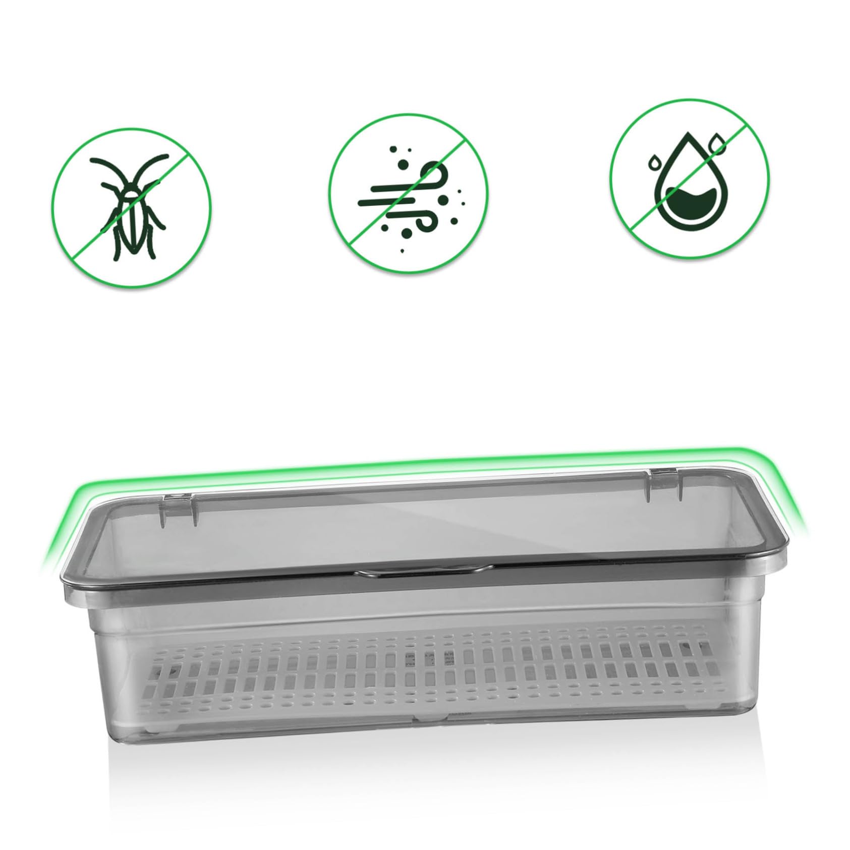 DOITOOL Flatware Tray with Lid and Drainer Kitchen Drawer Organizer, Kitchen Cutlery Tray and Utensil Drawer Organizer with Cover, Countertop Silverware Storage Container, 2.8x10x3.9