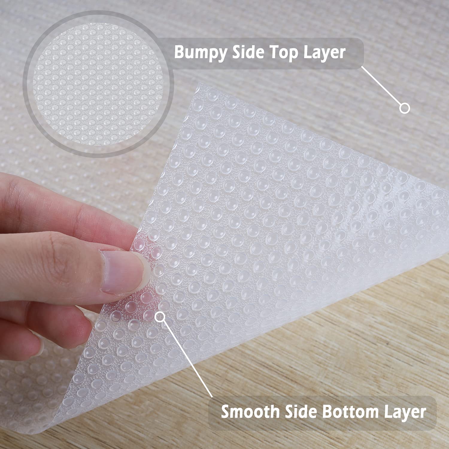 Shelf Liner, Raydior Drawer Liner Non-Slip Washable, 12in×20Ft Cabinet Liner Non-Adhesive Shelf Liners for Kitchen Cabinets, Wire Shelves, Refrigerator Liners Come with 6pcs Drawer Divider (Clear)