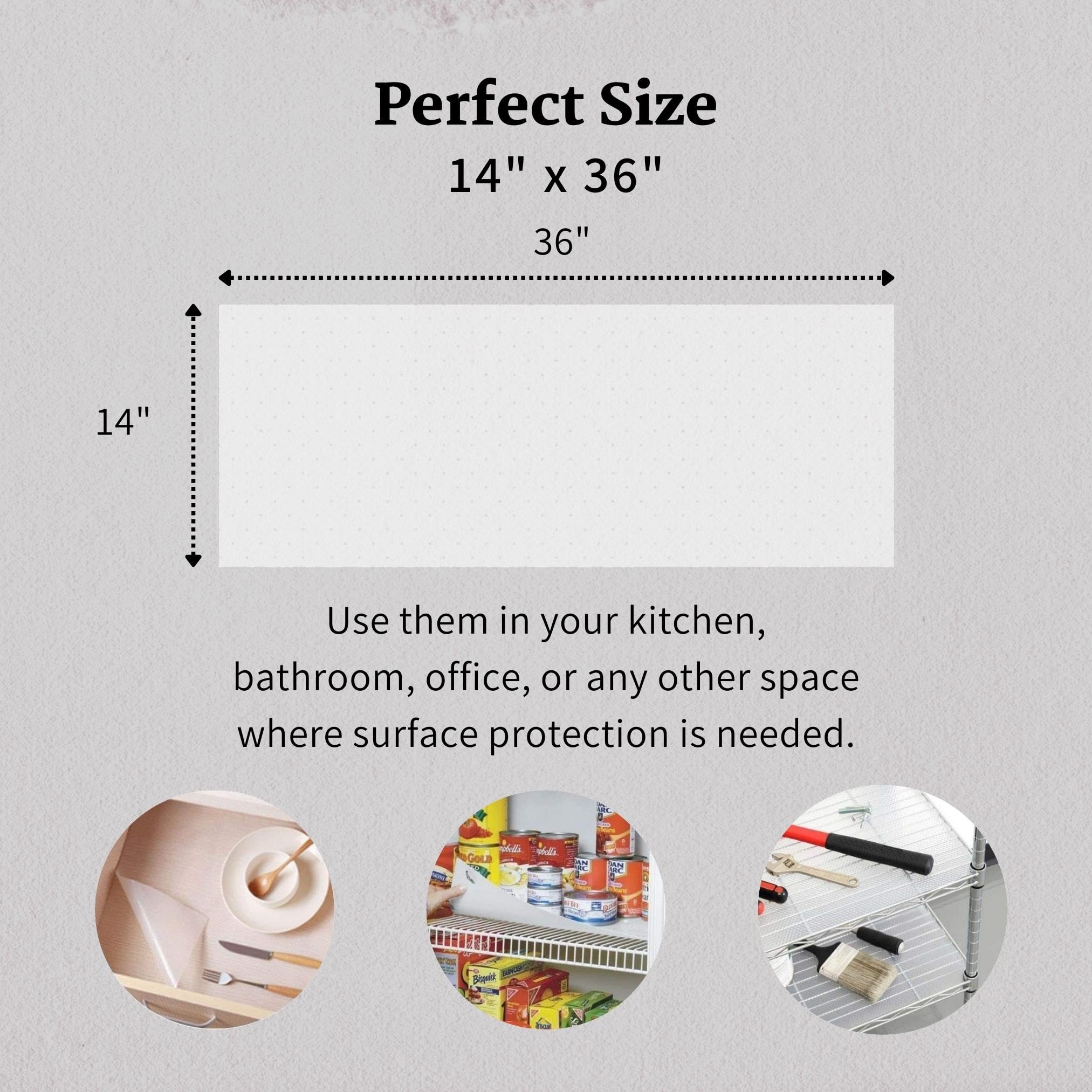 5 Pack of Wire Shelf Liners for Kitchen Closet Cabinet Shelves Fits 14" x 36", Transparent Clear Matte Finish Durable Waterproof Non-Adhesive and Unrolled Flat Shelf Liners
