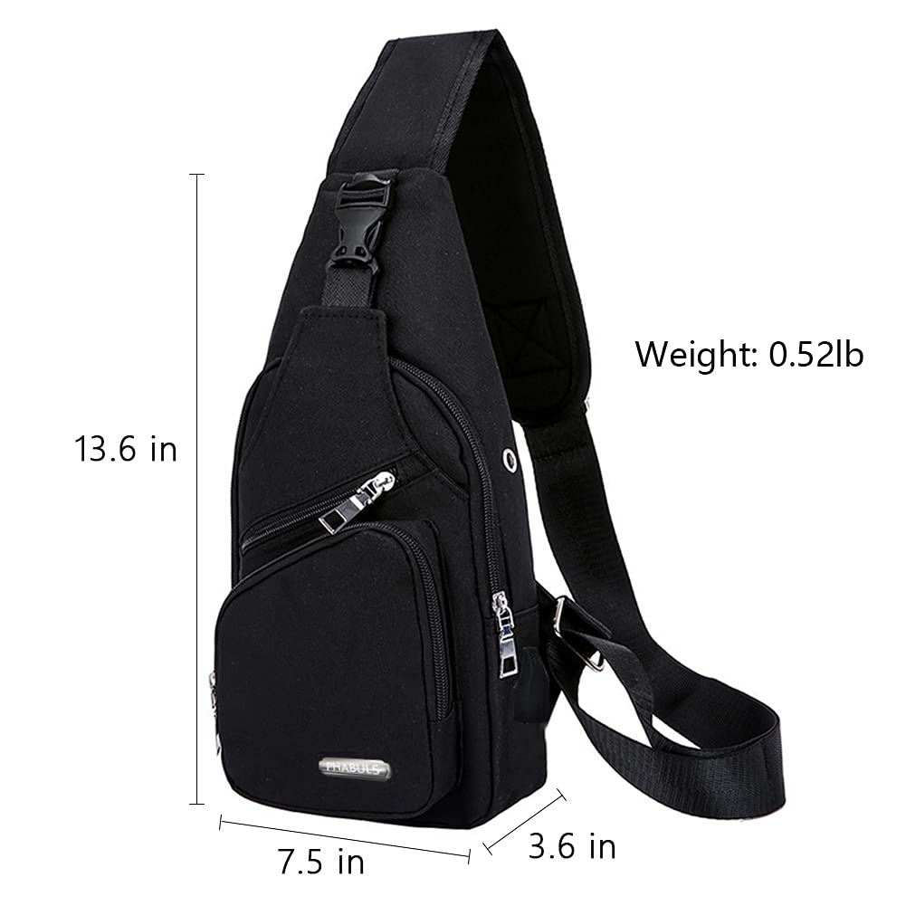 PHABULS Men's Faux Leather mens sling bag for men with USB Charging Port for Travel, Hiking,Cycling (Brown-pu)