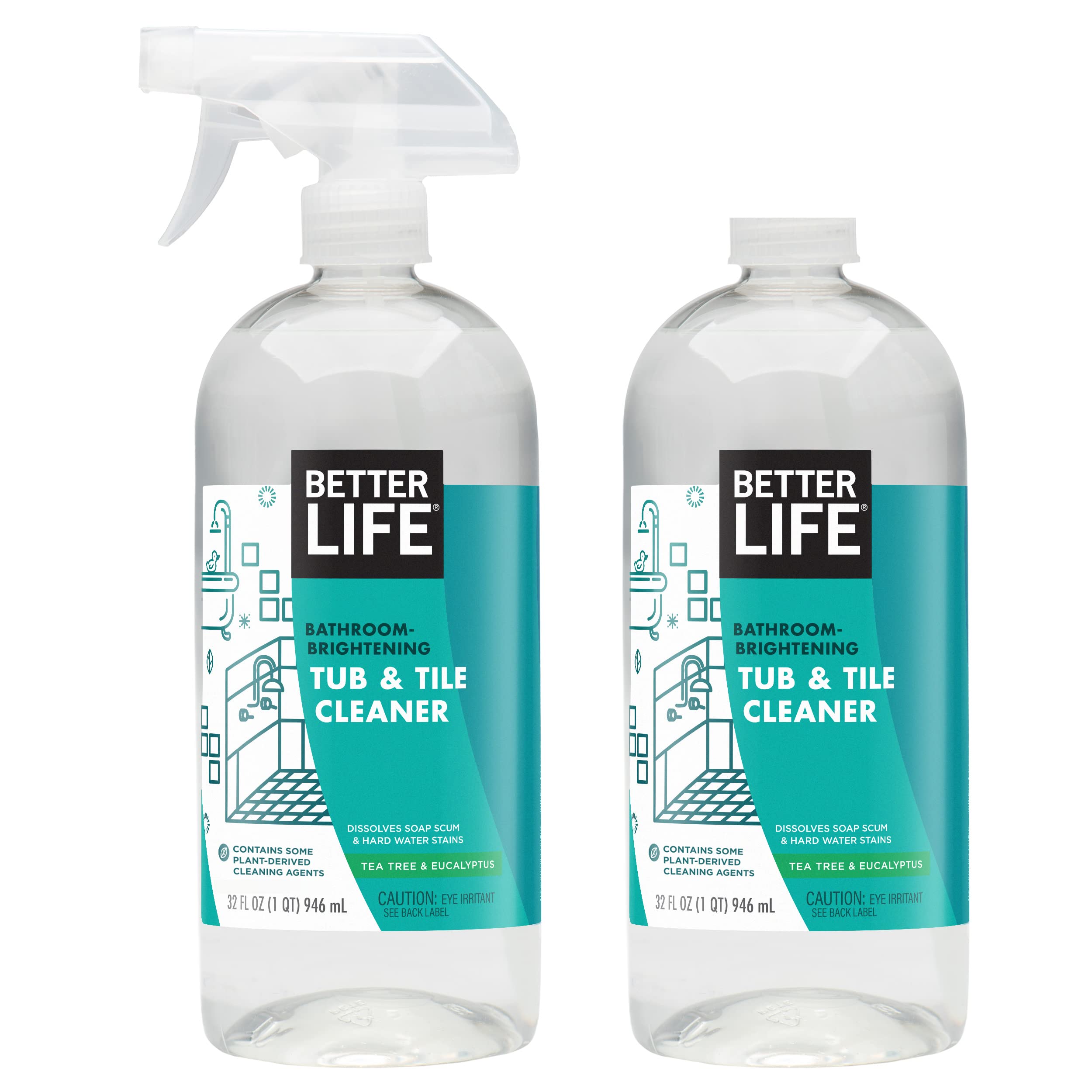 Better Life Natural Tub and Tile Cleaner, Tea Tree and Eucalyptus, 32 Fl Oz (Pack of 2)