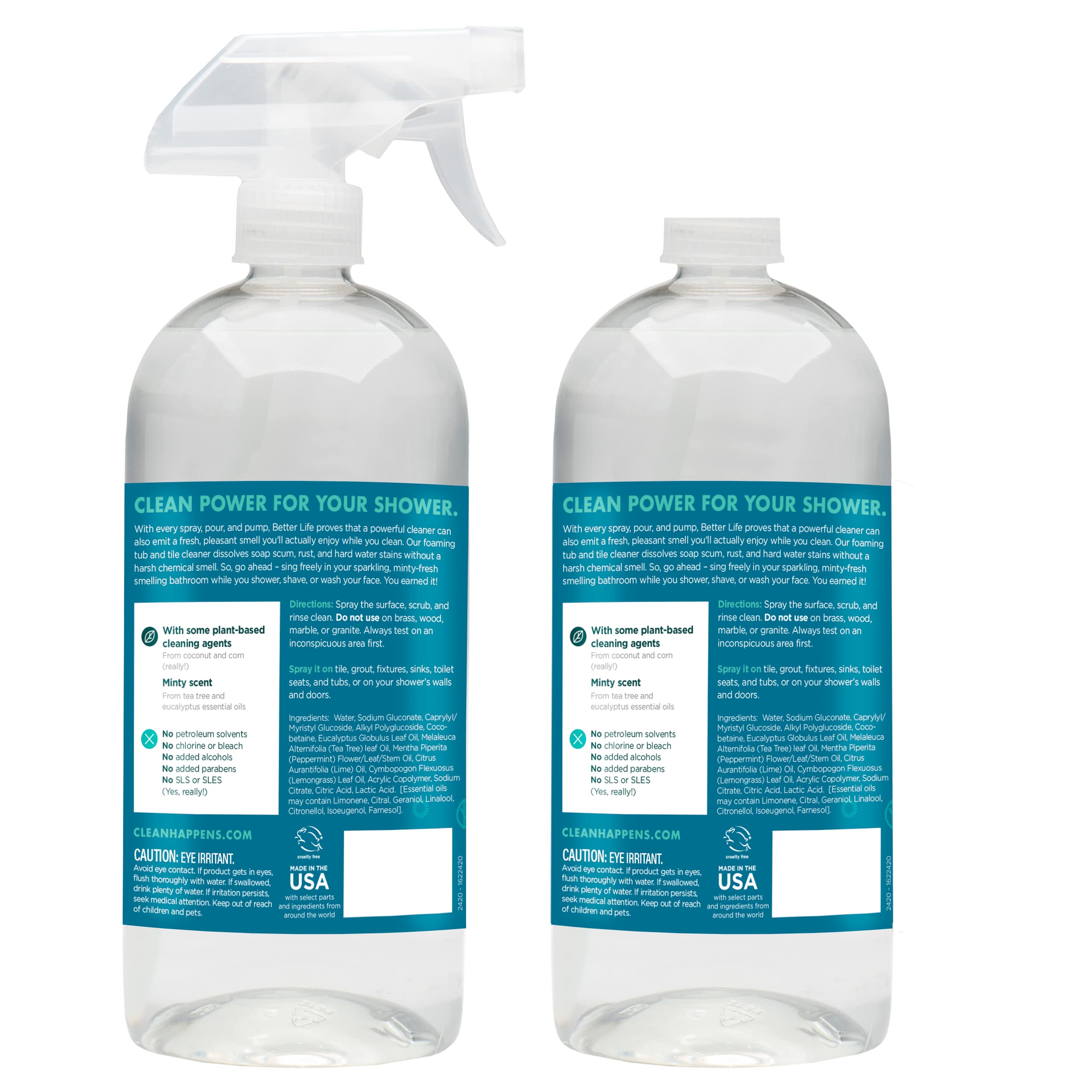 Better Life Natural Tub and Tile Cleaner, Tea Tree and Eucalyptus, 32 Fl Oz (Pack of 2)