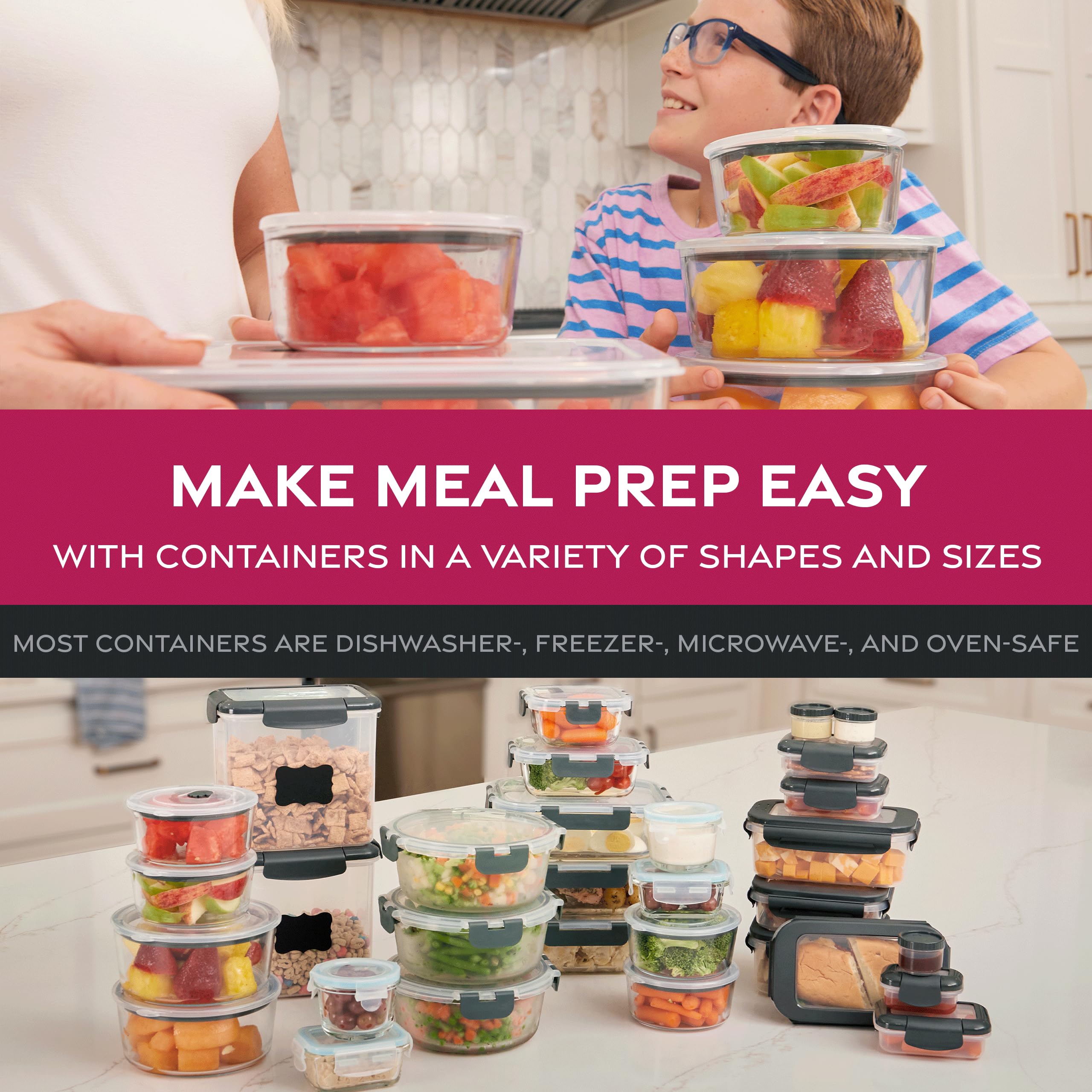 12-Piece Airtight Food Storage 6 Containers With 6 Lids - BPA-FREE Plastic Kitchen Pantry Storage Containers - Dry-Food-Storage Containers Set For Flour, Cereal, Sugar, Coffee, Rice, Nuts, Snacks Etc.