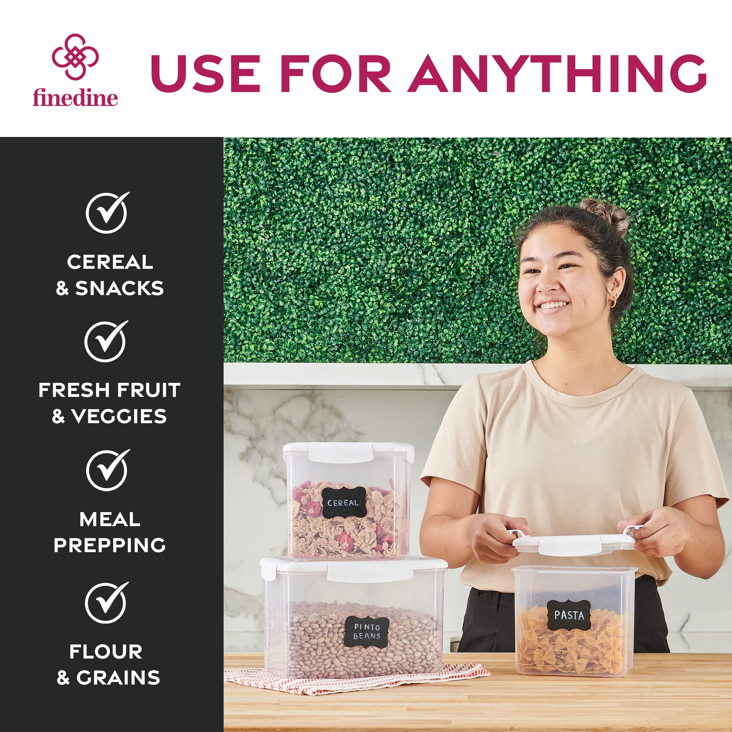 12-Piece Airtight Food Storage 6 Containers With 6 Lids - BPA-FREE Plastic Kitchen Pantry Storage Containers - Dry-Food-Storage Containers Set For Flour, Cereal, Sugar, Coffee, Rice, Nuts, Snacks Etc.
