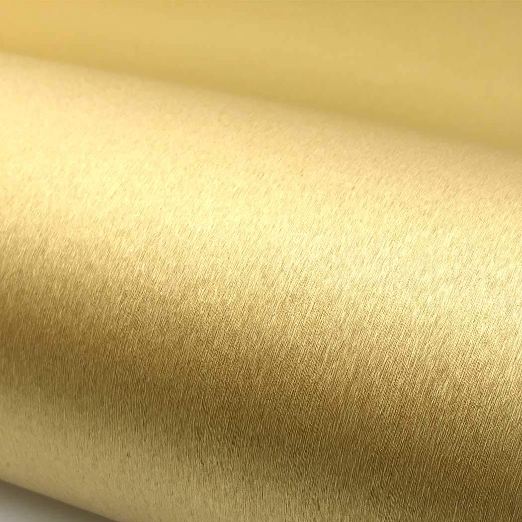 RoyalWallSkins Brushed Metal Look Interior Paper - Gold, 24" x 78.7" - Self Adhesive Peel and Stick Metallic Gloss Films for Kitchen Cabinet