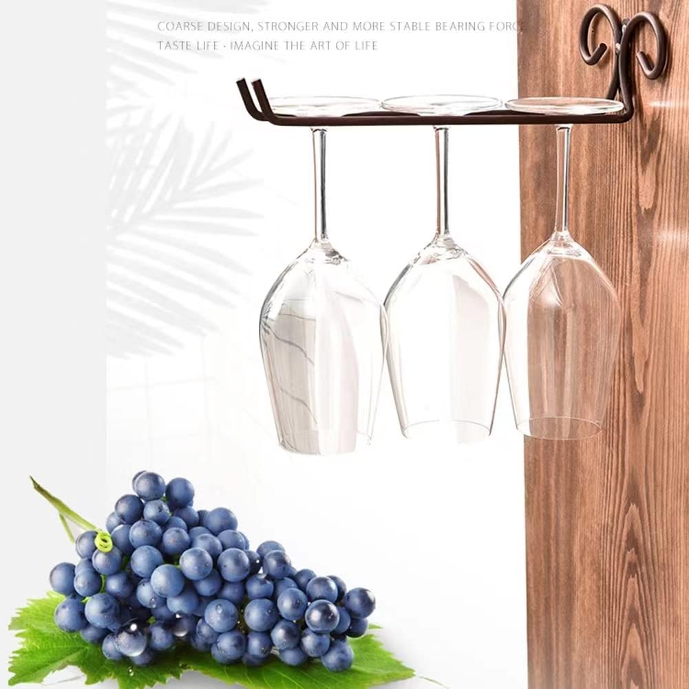 DYT 2-Rail Wine Glass Rack,10.2 Inch Stemware Rack Wall Mounted for Kitchen Cabinet Bar,Stemware Rack Metal Stemware Holder Wine Glass Holder Wine Glass Hanger,Black