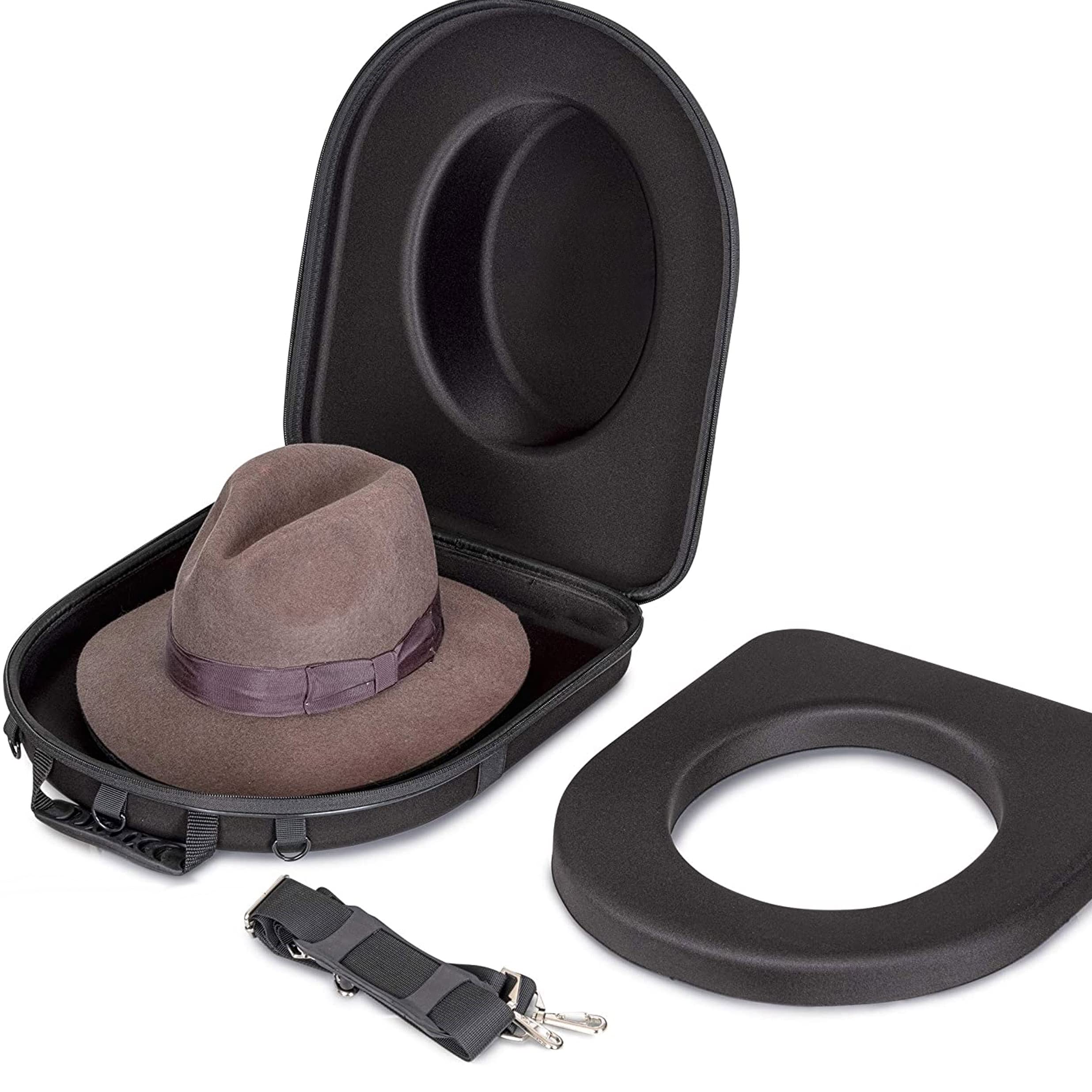 Levine Hats Travel Hat Case Crush Proof Hard Carrier for Fedora Carry-On Storage with Backpack Carrying Straps (One Size)