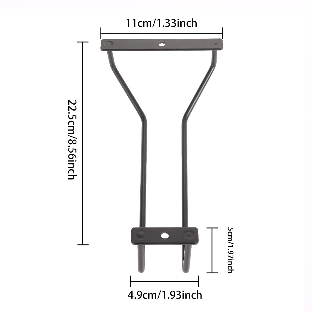 Dianoo 22.5CM Black Wine Glass Rack, Under Cabinet Wine Glass Holder, Stemware Rack Under Shelf, Wine Glasses Storage Hanger For Bar Home
