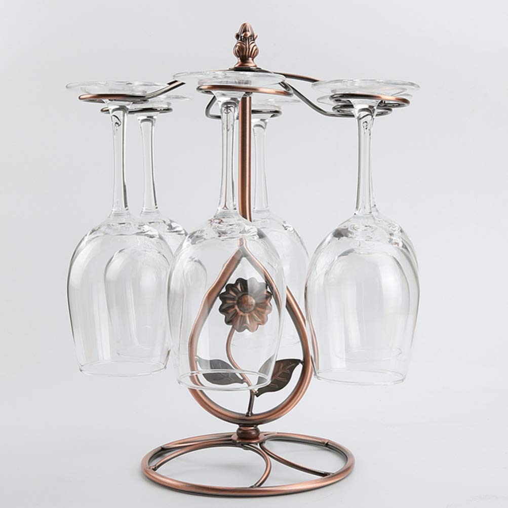 Cabilock Countertop Wine Glass Holder Sunflower Freestanding Metal Tabletop Stemware Storage Rack Drying Rack Glasses Cup Accessories for Home Decor Kitchen (Bronze)