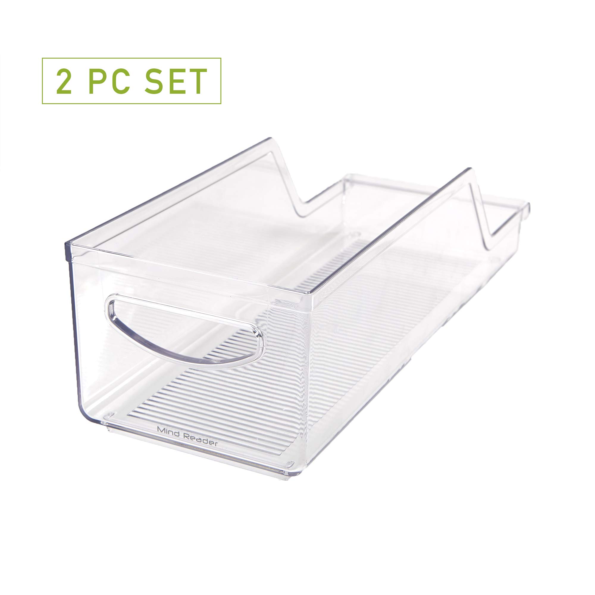Mind Reader Pop/Soda Can Dispenser Storage Organizer Bin for Kitchen Pantry, Countertops, Cabinets, Refrigerator 2 Pack , Clear