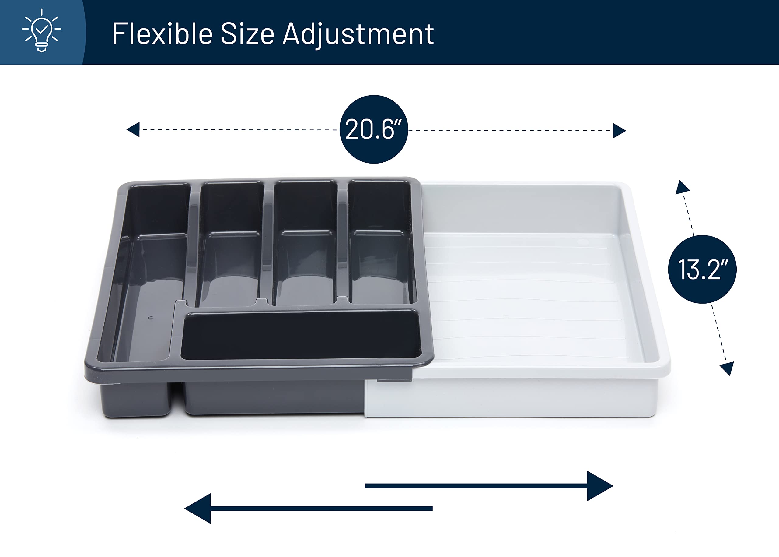 RoyalHouse Premium Cutlery Drawer Organizer, Expandable Utensil Holder And Organizer, 6-Compartments, Compact BPA-Free Plastic Storage for Spoons Forks Knives, Silverware Organizer