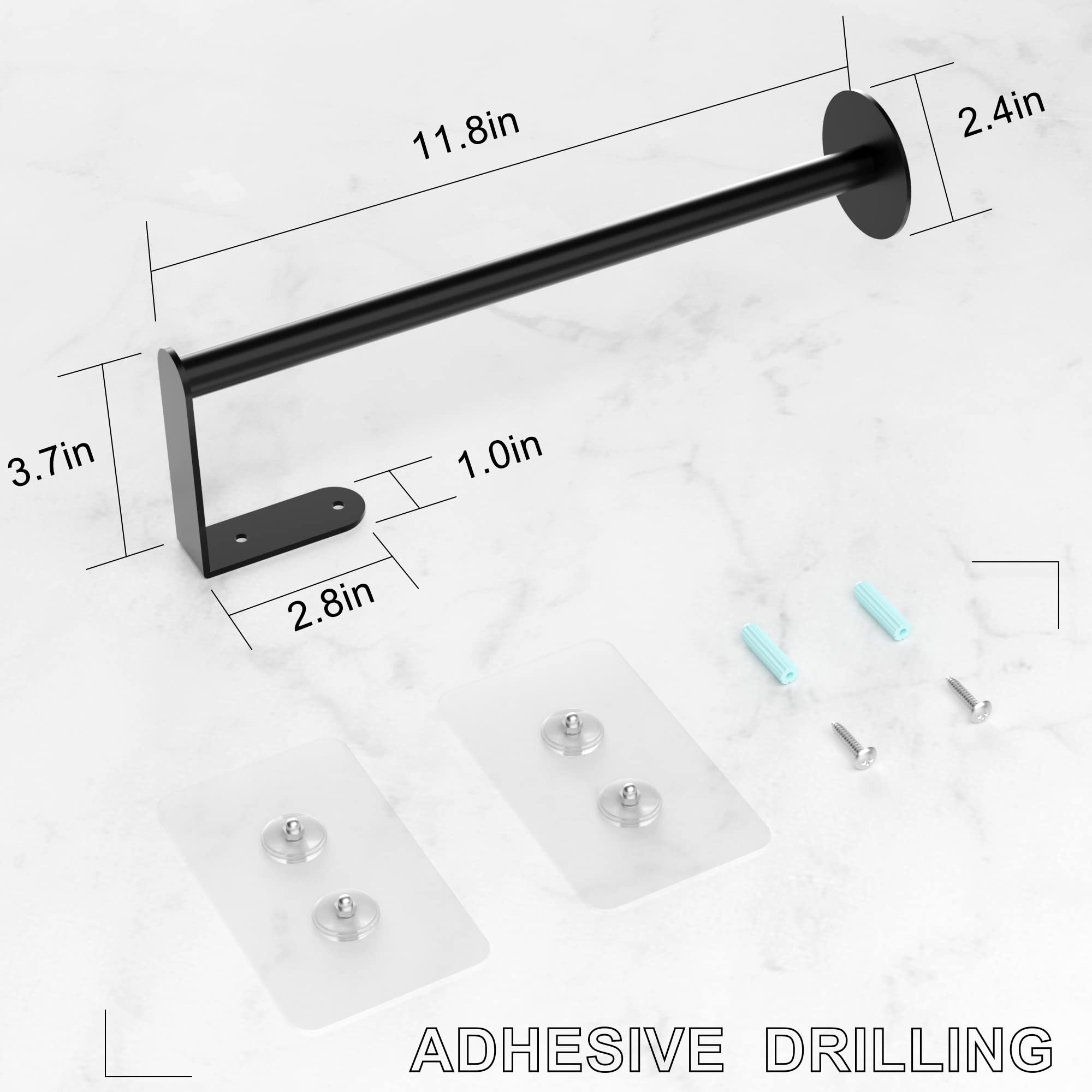 SUEH DESIGN Paper Towel Holder, Under Cabinet Paper Towel Holder Self Adhesive or Drilling Paper Towel Rack Wall Mounted Paper Towel Holder for Kitchen Bathroom