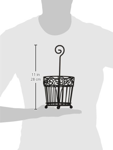 Spectrum Diversified Scroll Caddy Traditional Style Cutlery, Classic Dining Table Décor & Kitchen Organization, Silverware Holder with Handle, L x 5.25, W x 5.25, H x 11, Black